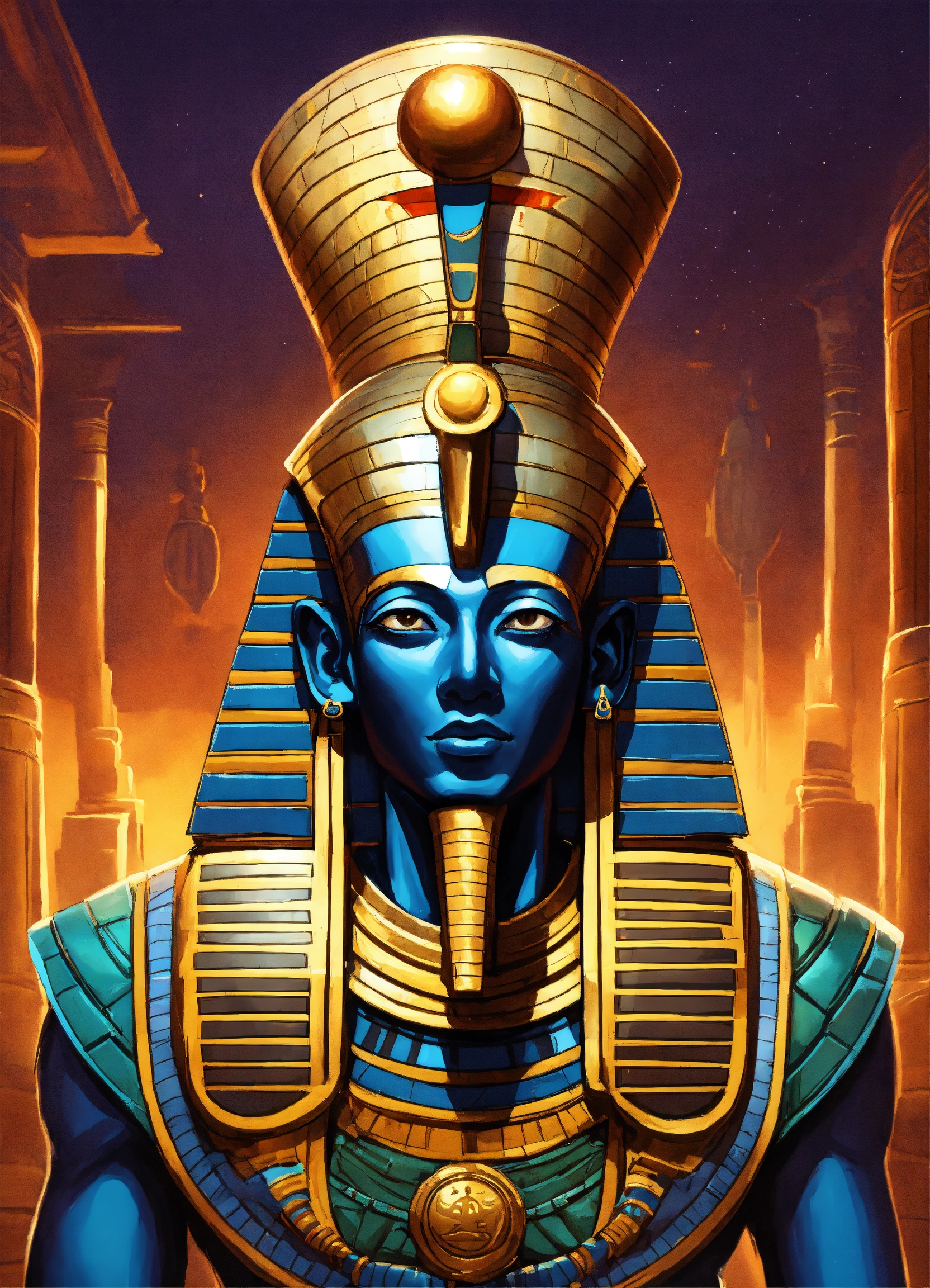 Lexica - Egyptian god Osiris, cartoon oil paint, 2D illustration style ...