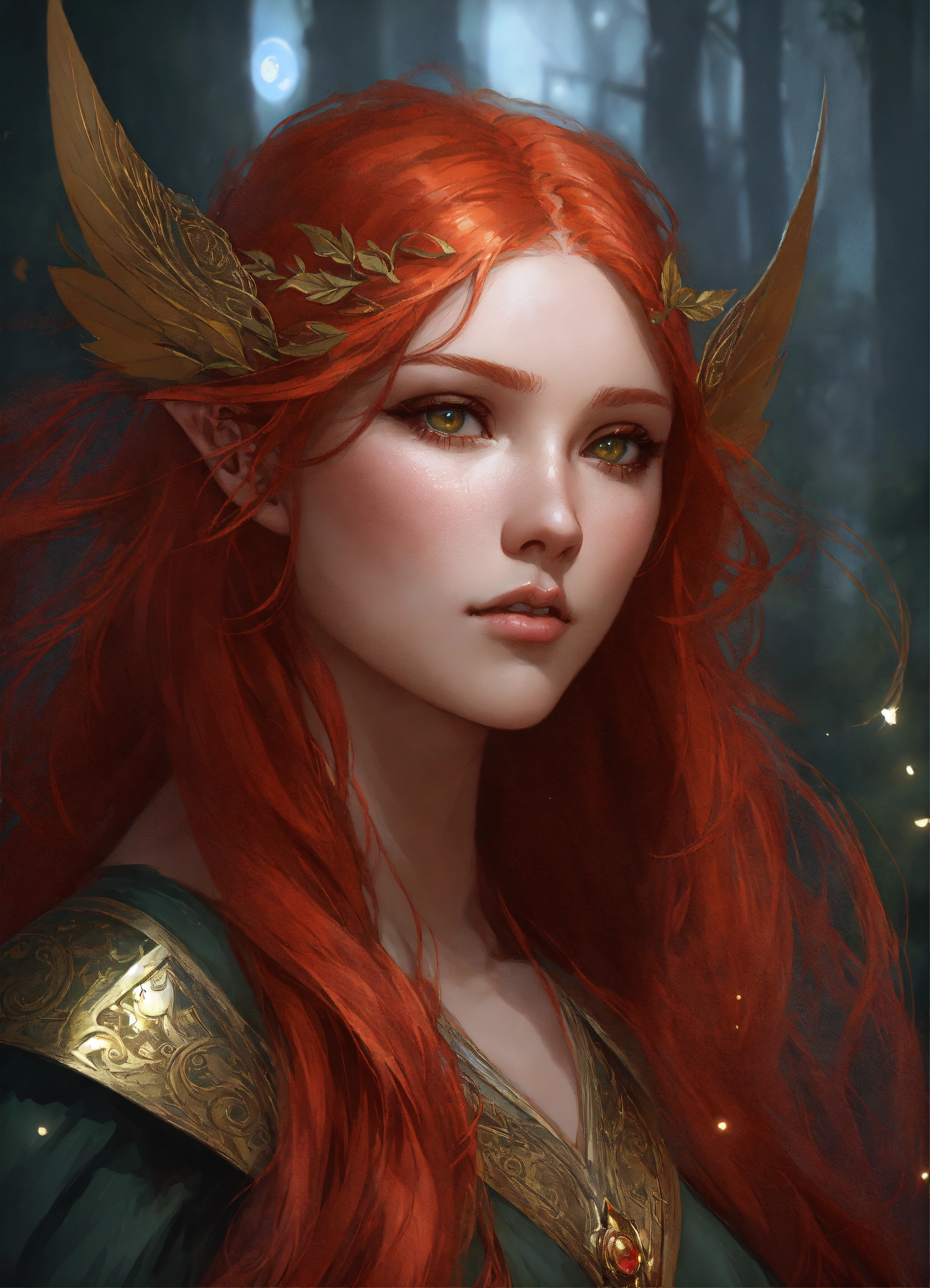 Lexica - Beautiful, red hair, elven princess, long hair, mysterious ...