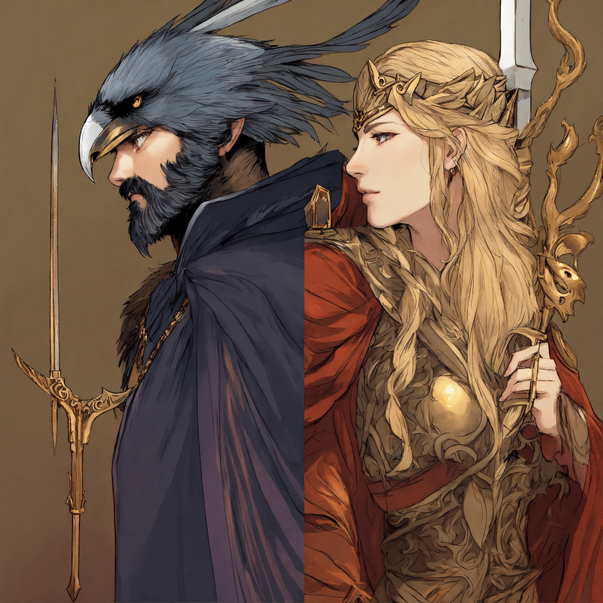 Lexica - Draw Odin and Hel in a face-to-face encounter. Odin should be ...