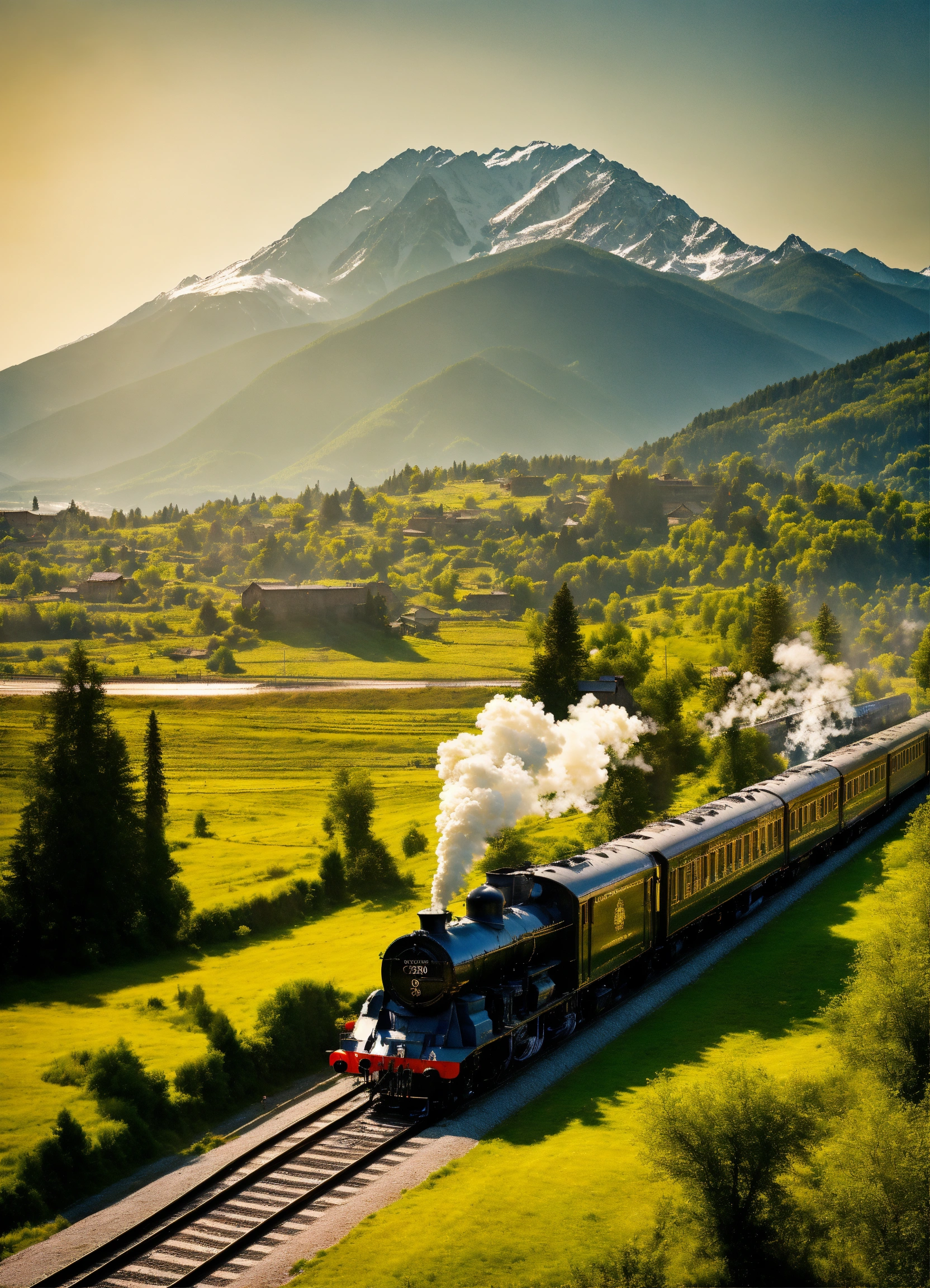 Lexica - The orient express train moving at speed on the track on a ...