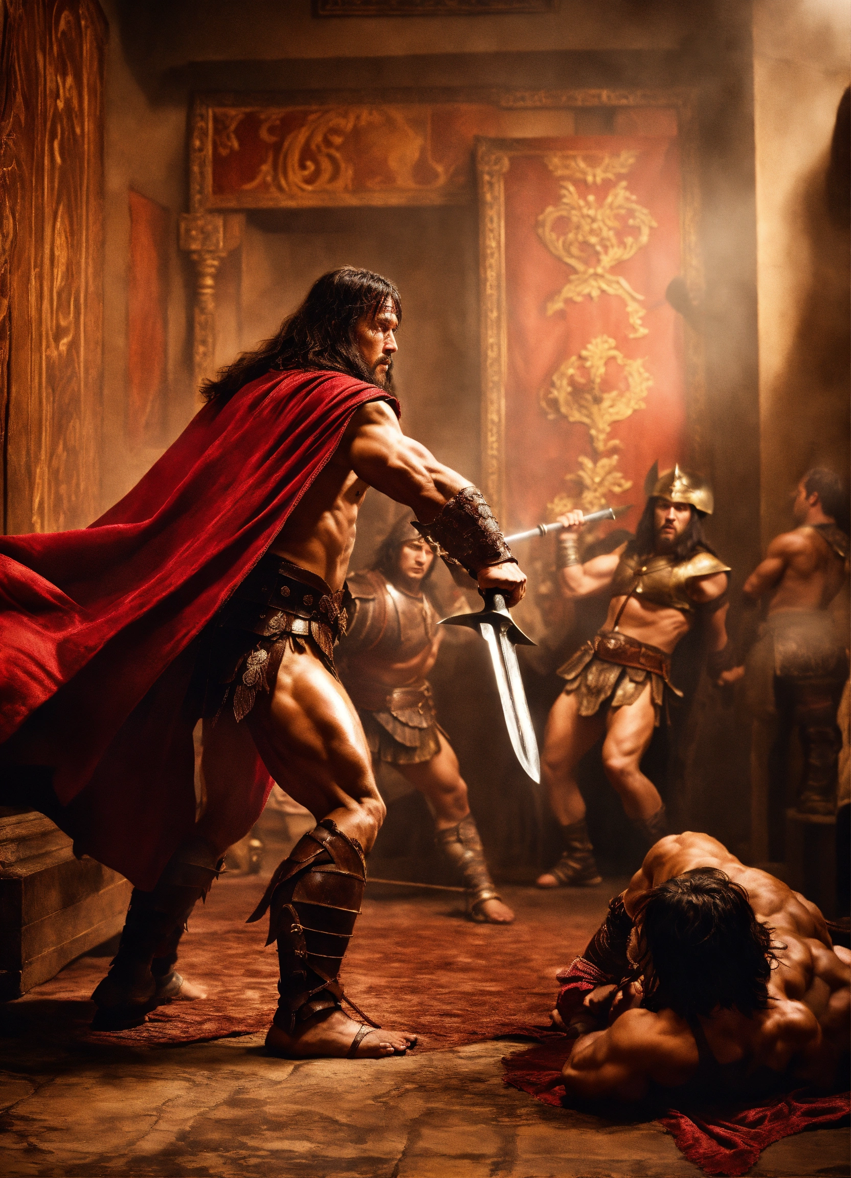Lexica - Hyper real photo of Conan the barbarian, fighting a gladiator ...
