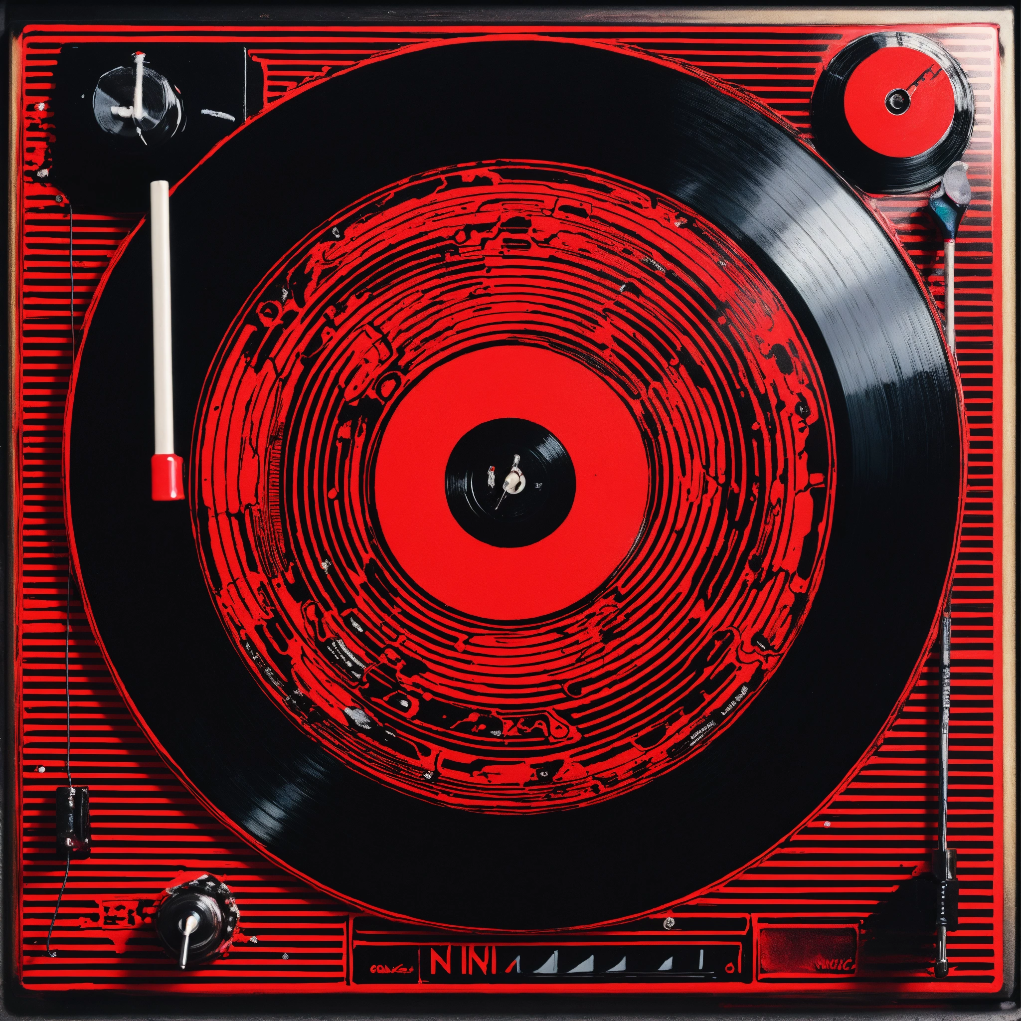 Lexica - Vinyl hand painting techno music black and red tone