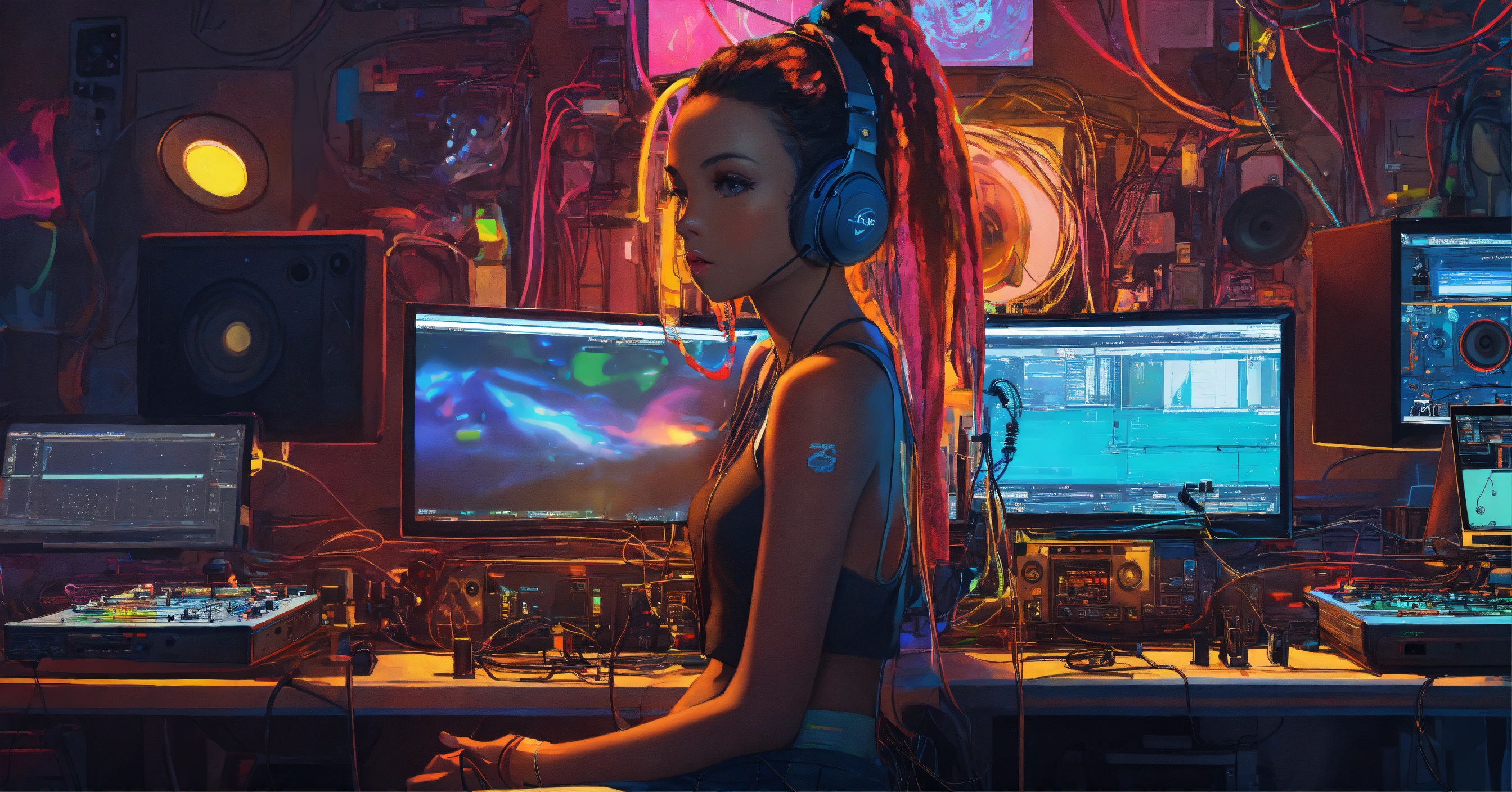 Lexica - Portrait photography of a hip hop girl, in a laboratory full ...