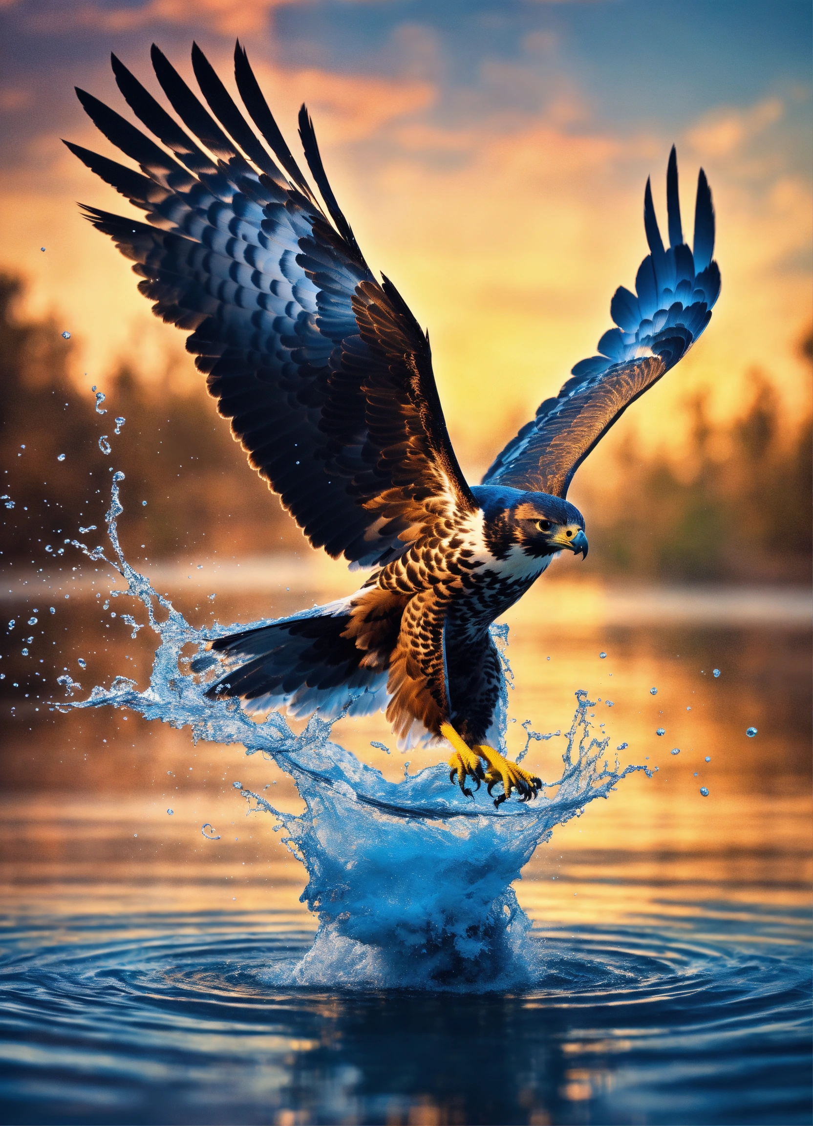 Lexica - Drop of water bounces above the water surface, transforming ...