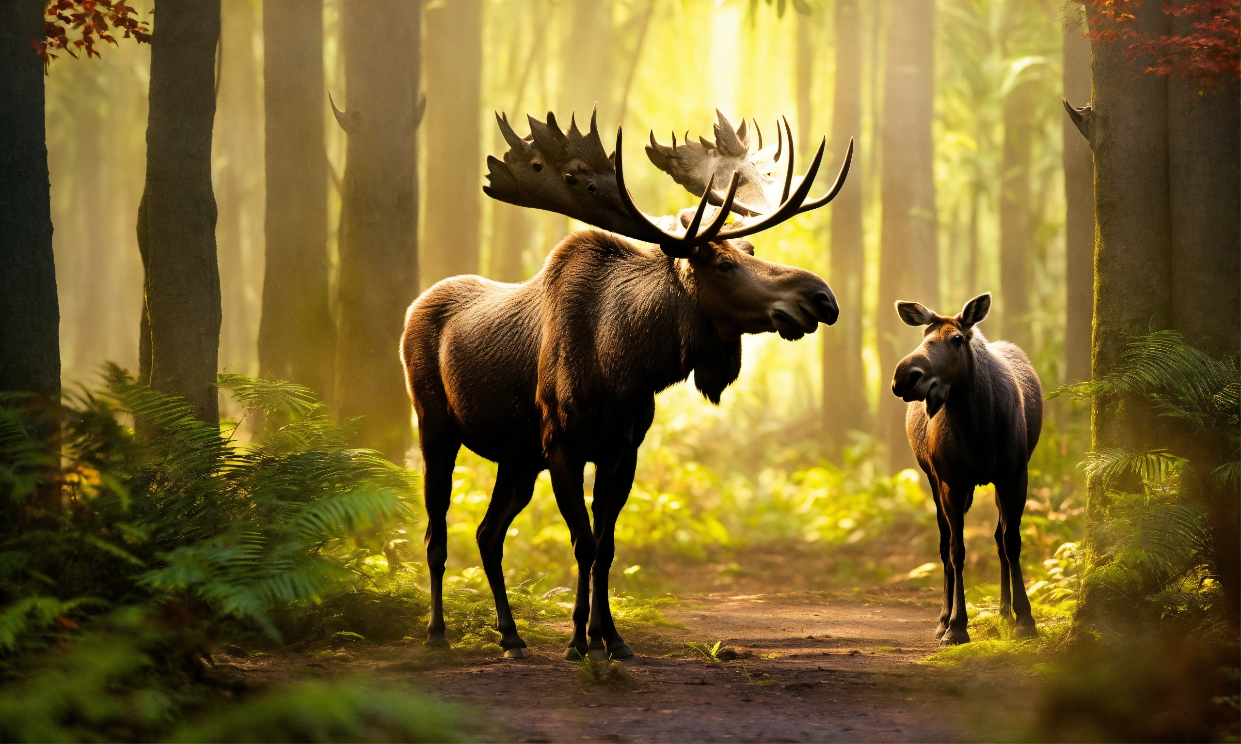 Lexica - A cute 2 moose playing in jungle