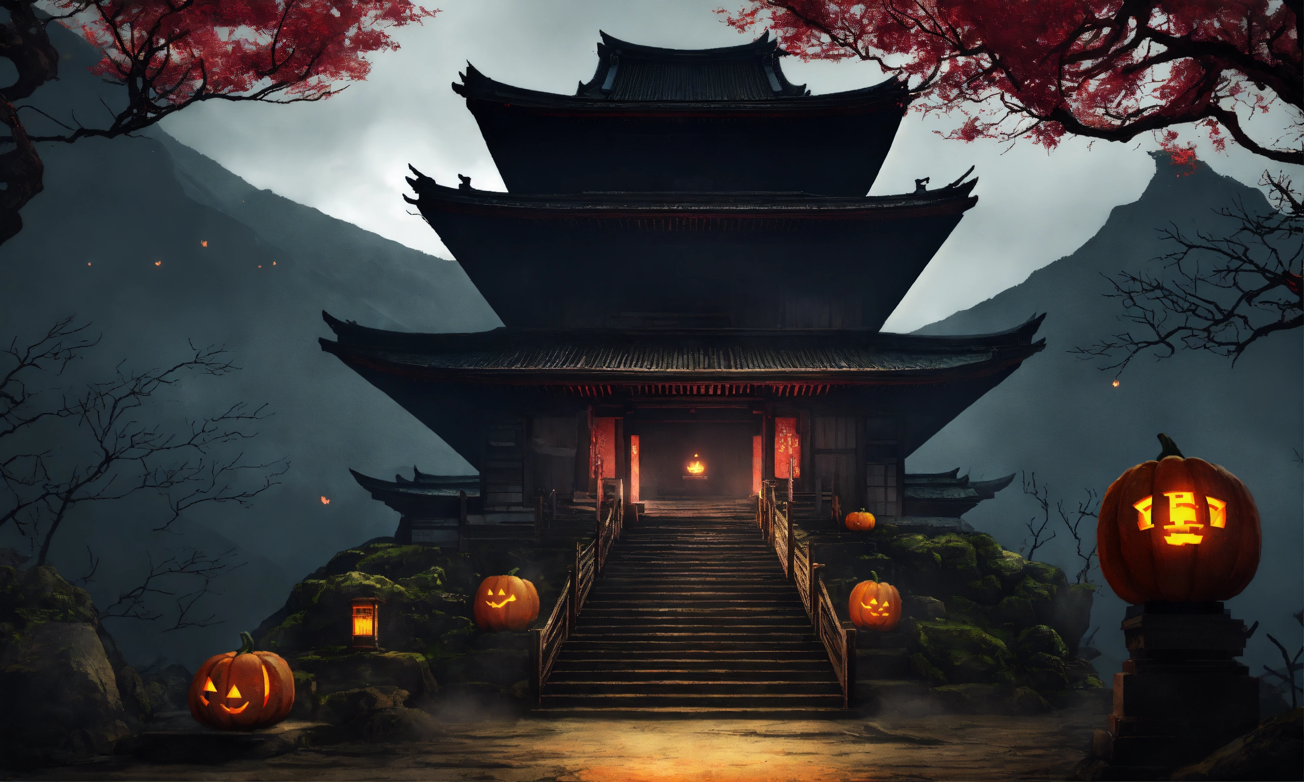 Lexica - Dark and mysterious, scary, gloomy Japanese ancient temple in ...