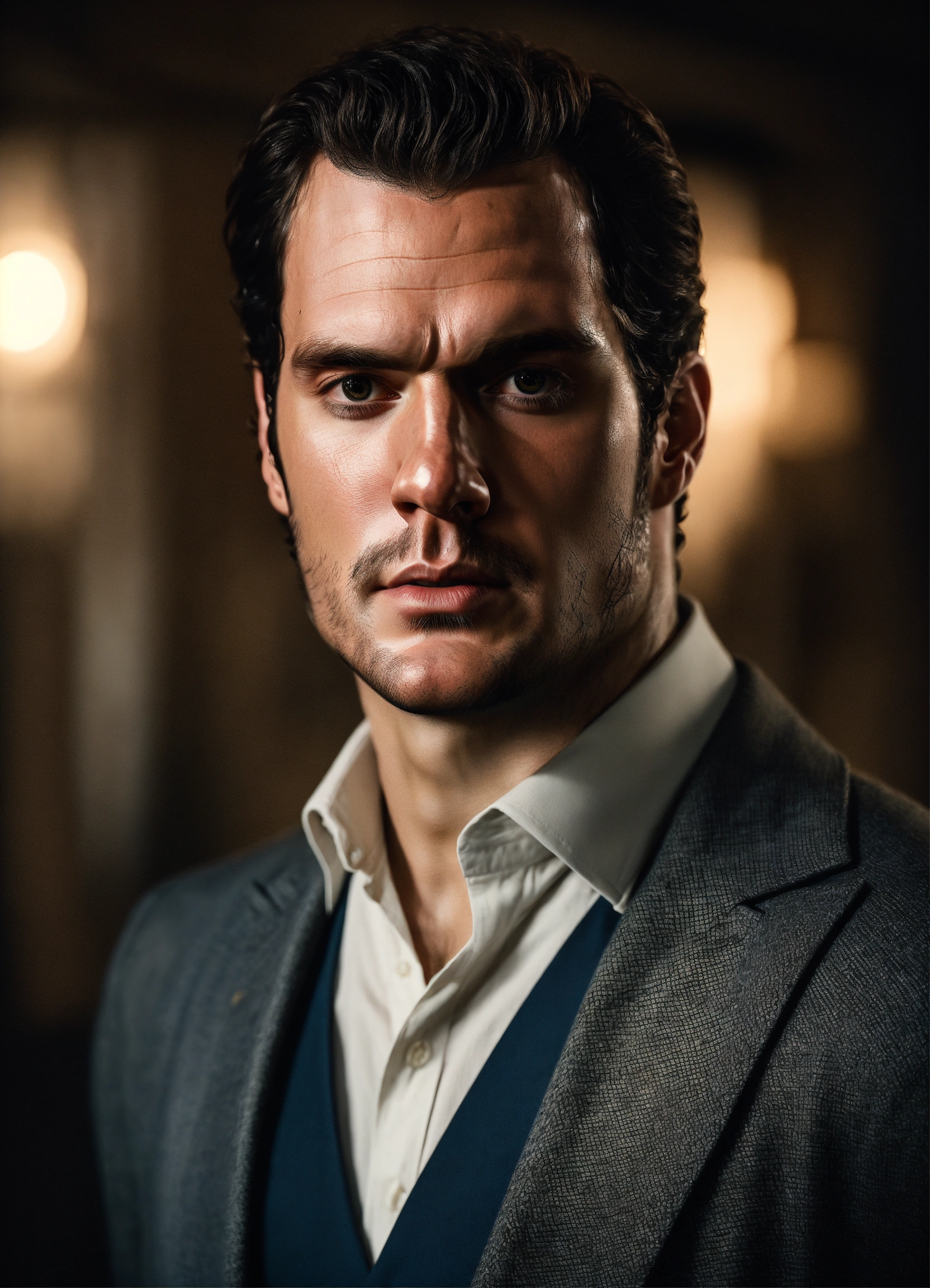 Lexica - Realistic portrait of henry cavill, in frame, very detailed ...