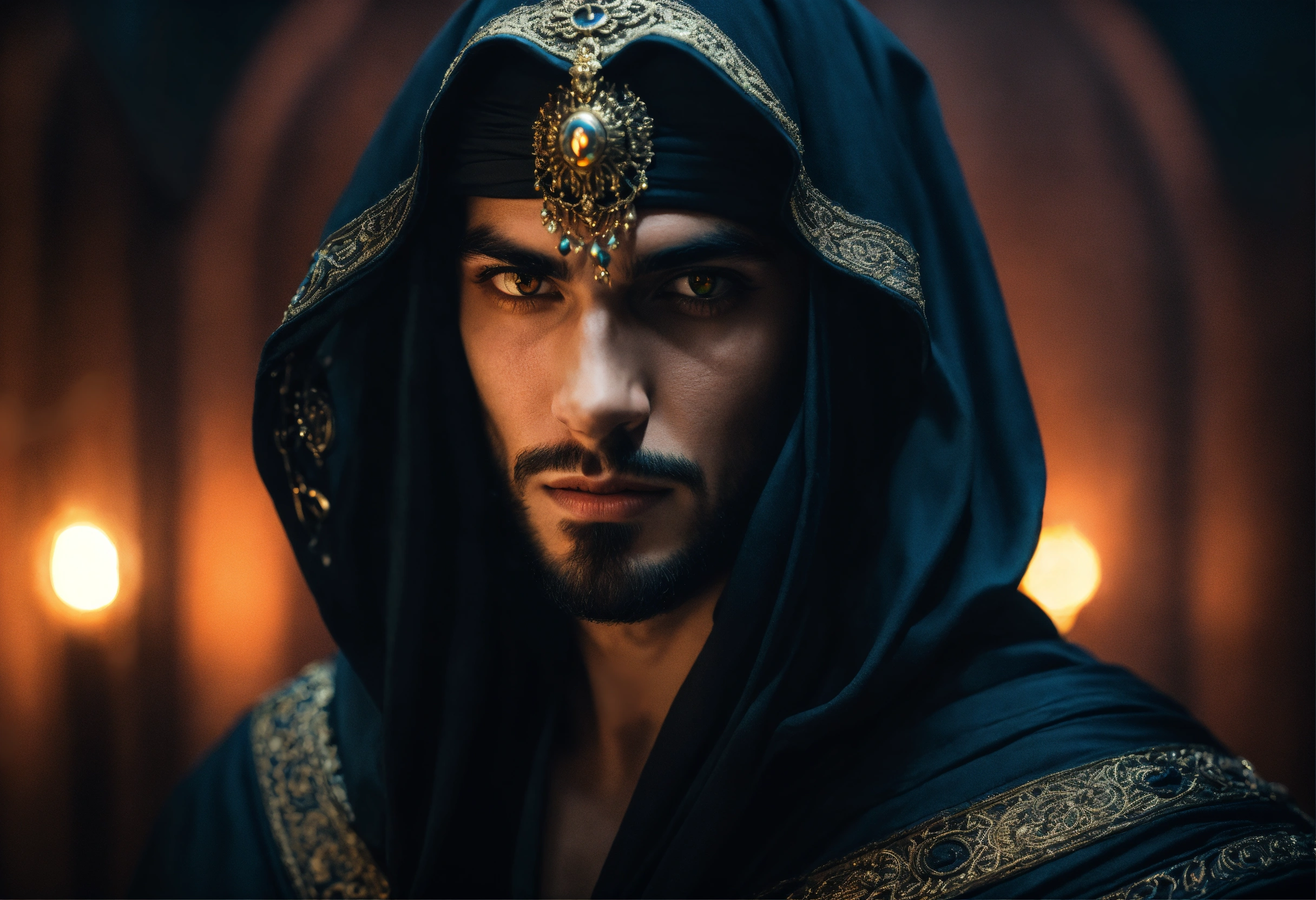 Lexica - Closeup portrait of a young handsome evil Middle Eastern ...