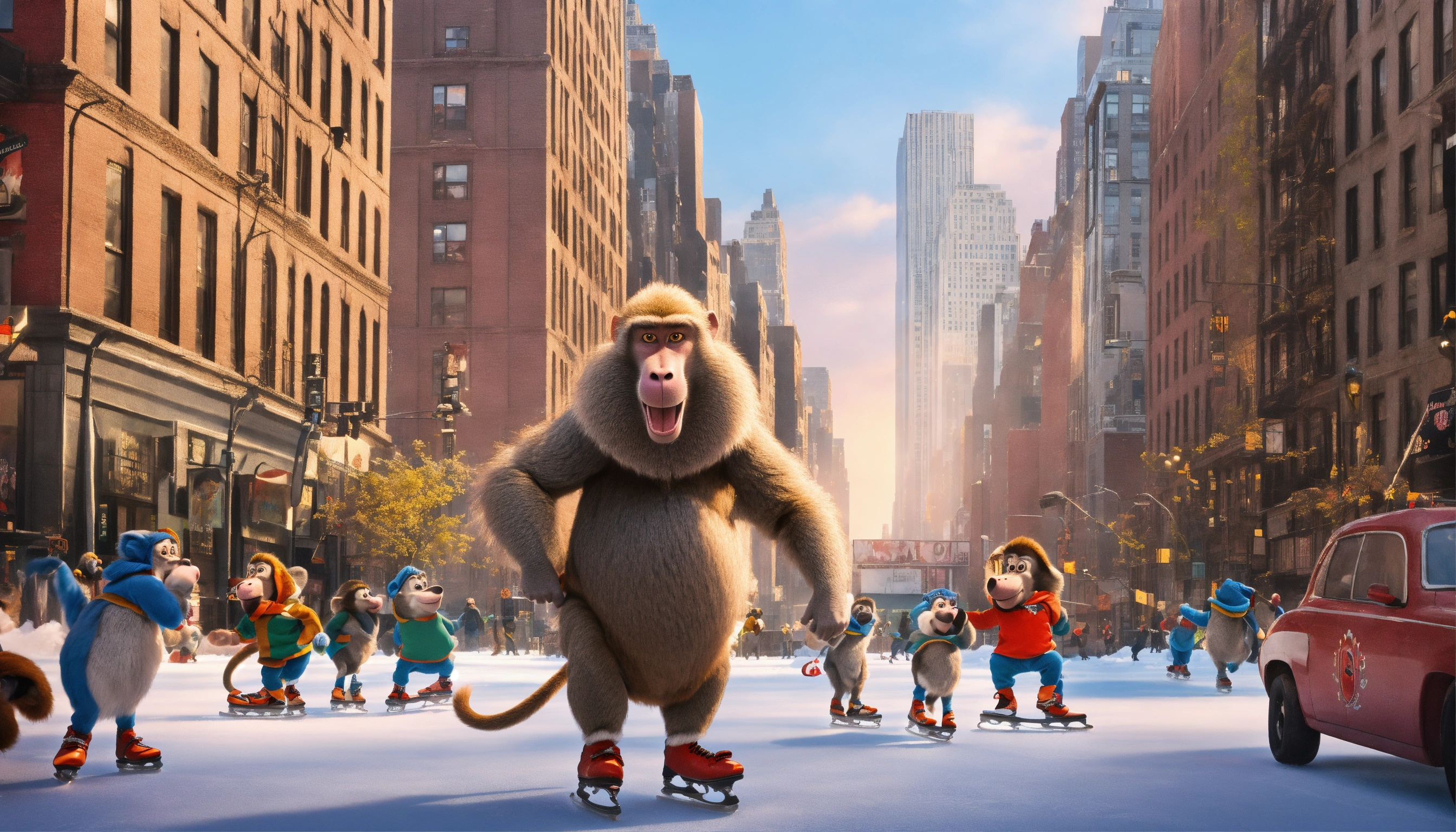 Lexica - Create a cartoon character for Bobby the Baboon, wearing ice ...