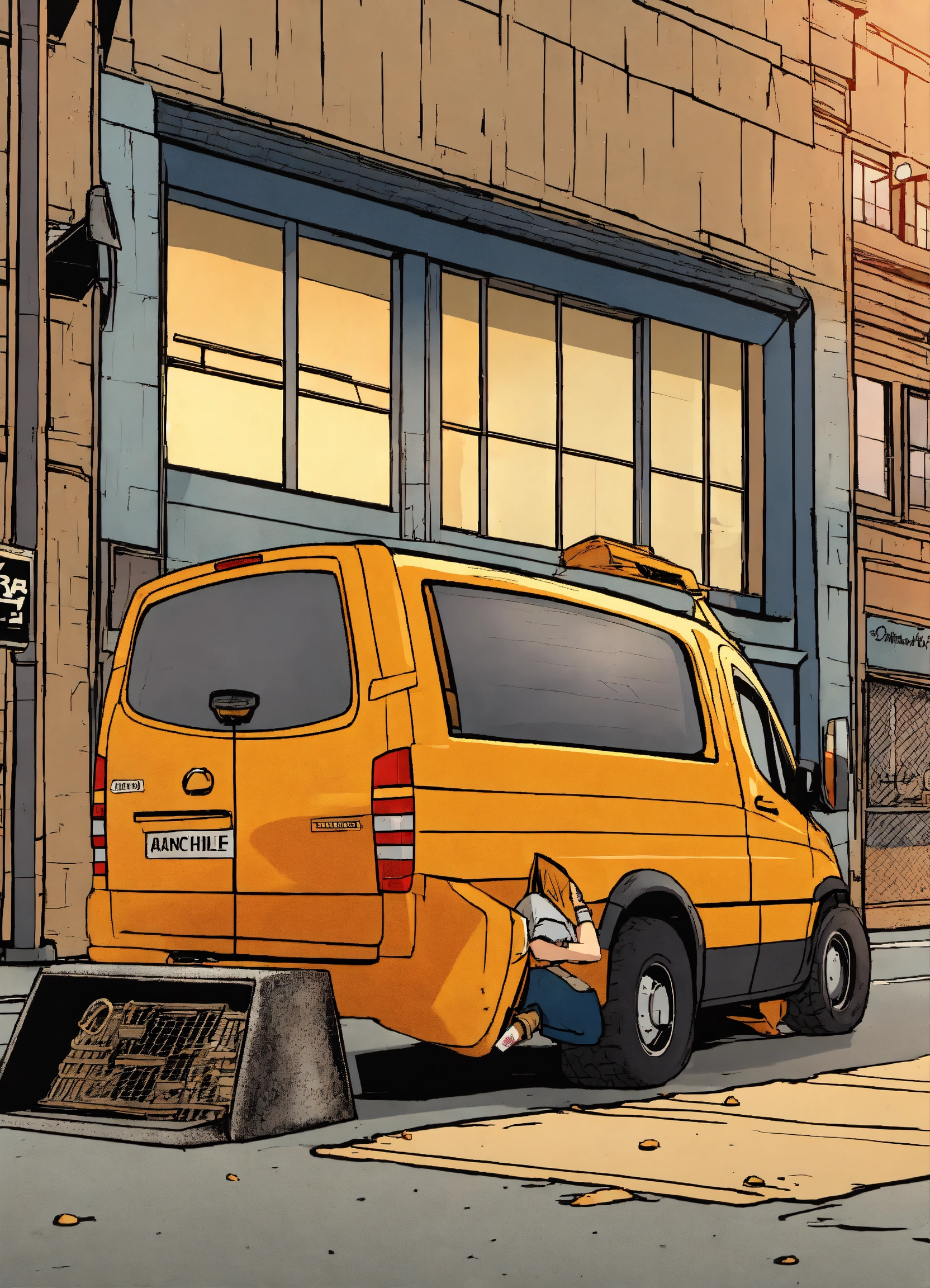 Lexica - The sprinter stand in front of with the open Manhole cover on ...