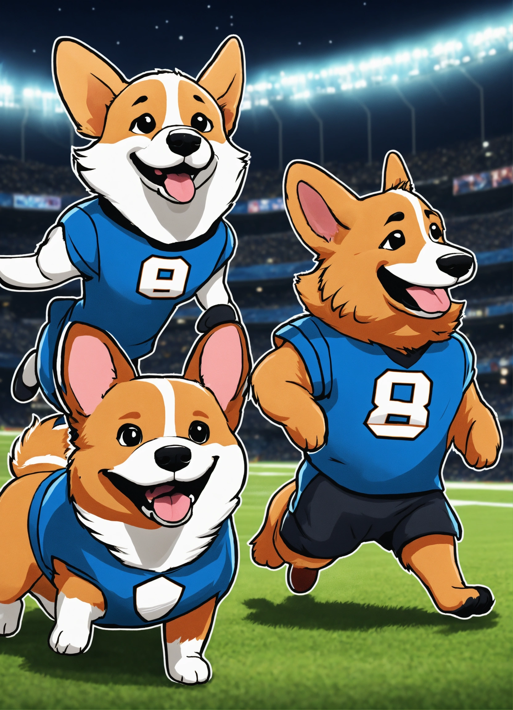 Lexica - 2 cartoon black tri colored corgis only with different ...