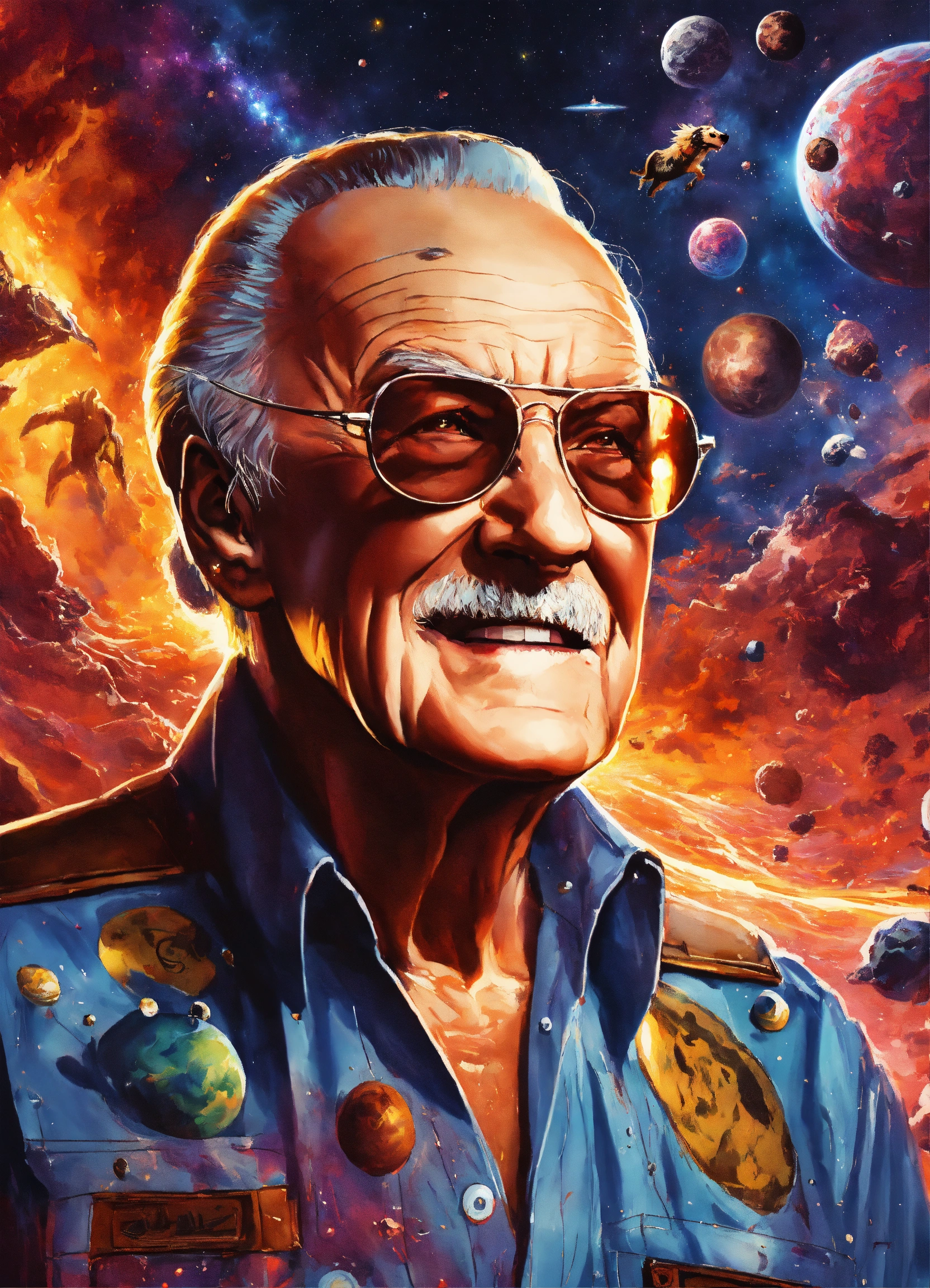 Lexica - Painting Stan Lee New Gods Portrait Landscape Fisheye lens ...