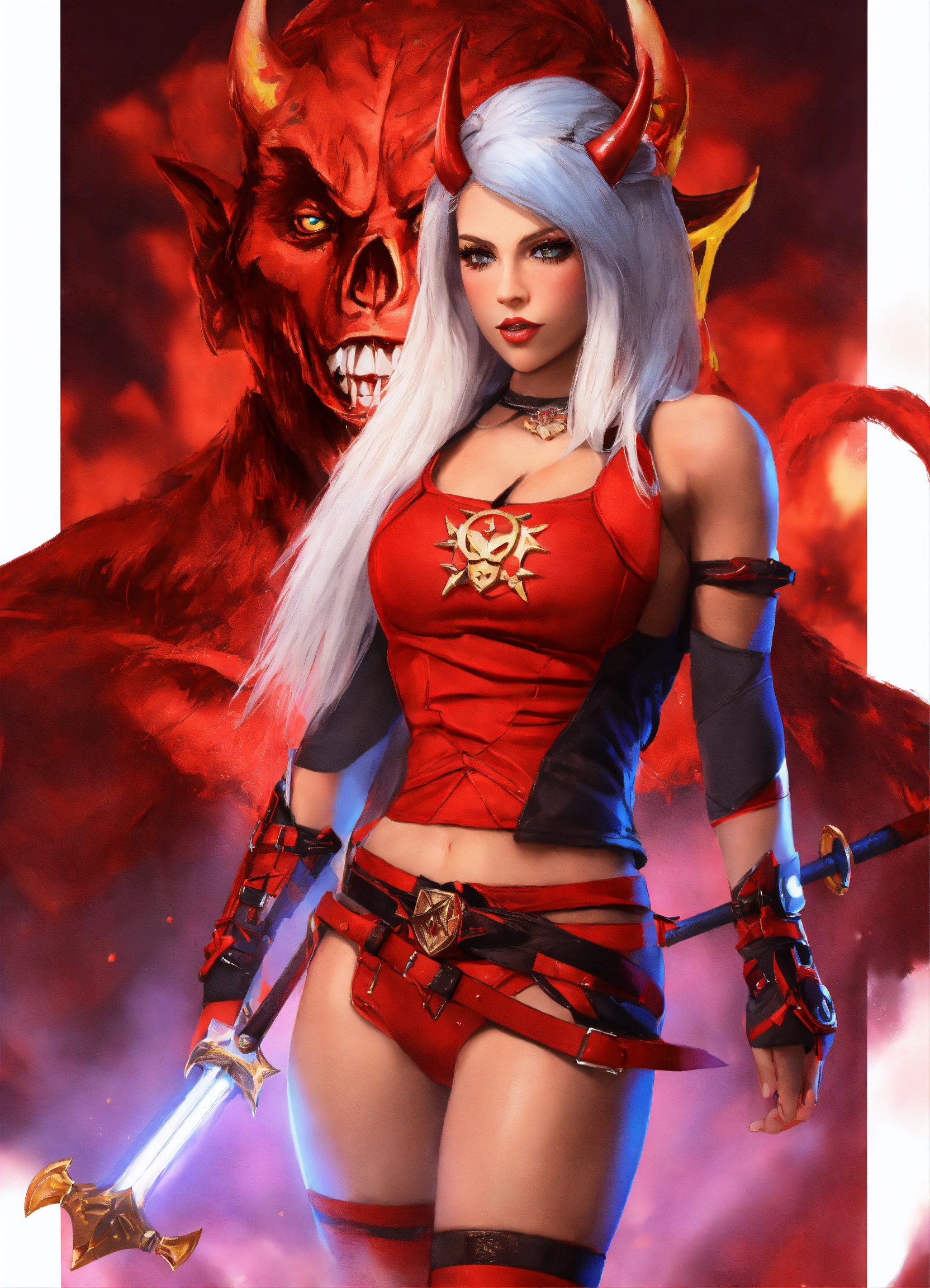 Lexica - Red devil girl Alexa Bliss D&D, fantasy, cinematic.