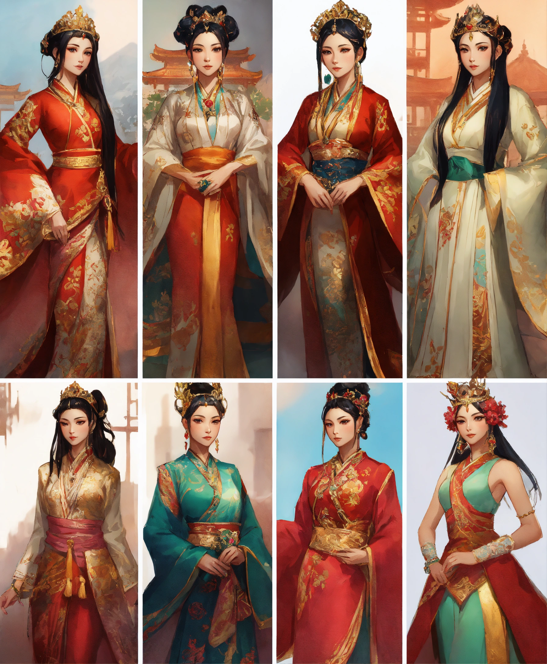 Lexica - Concept art of Asian Empress, 5 different wearing dresses ...