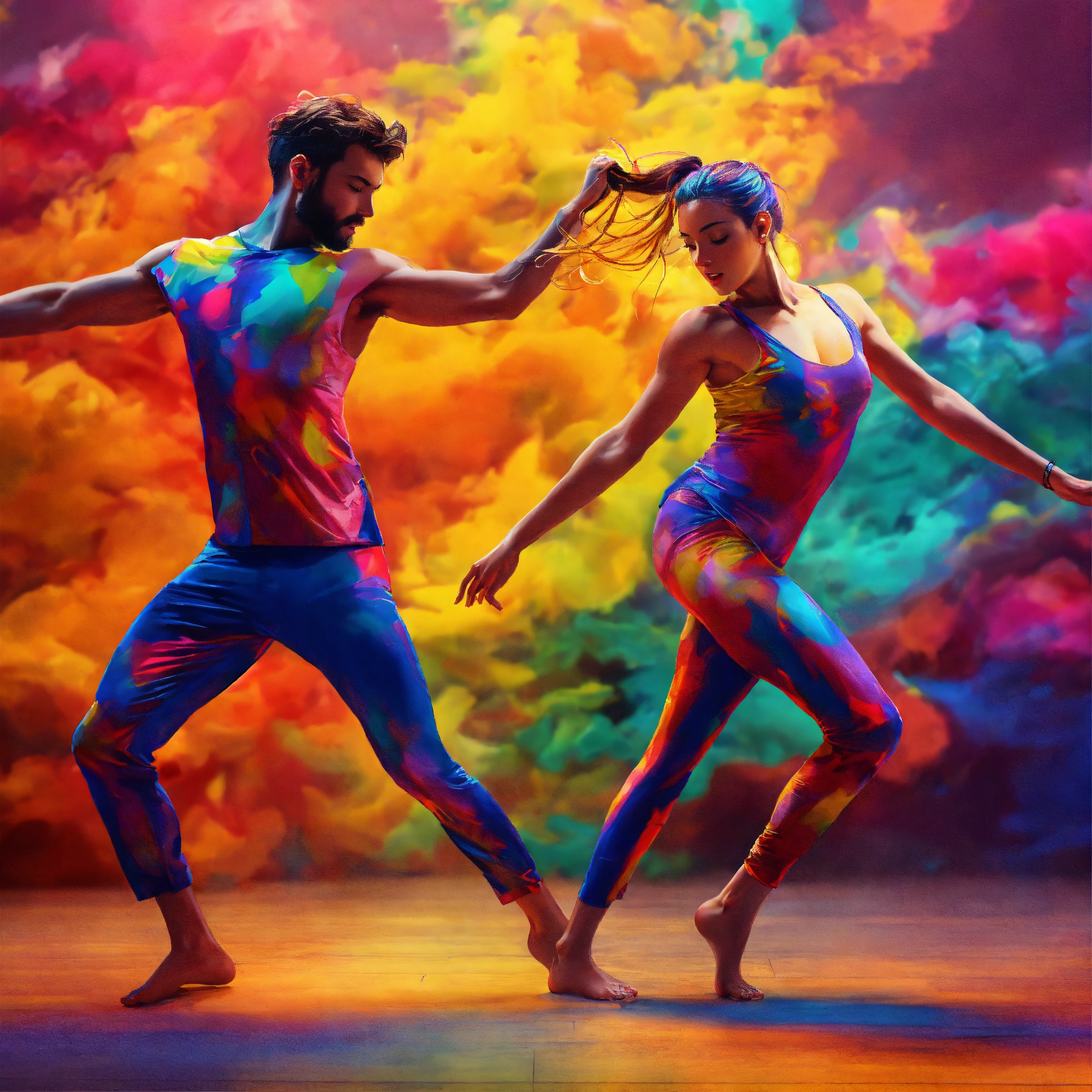 Lexica - Colorful art of crazy male and female contemporary dance 8k ...