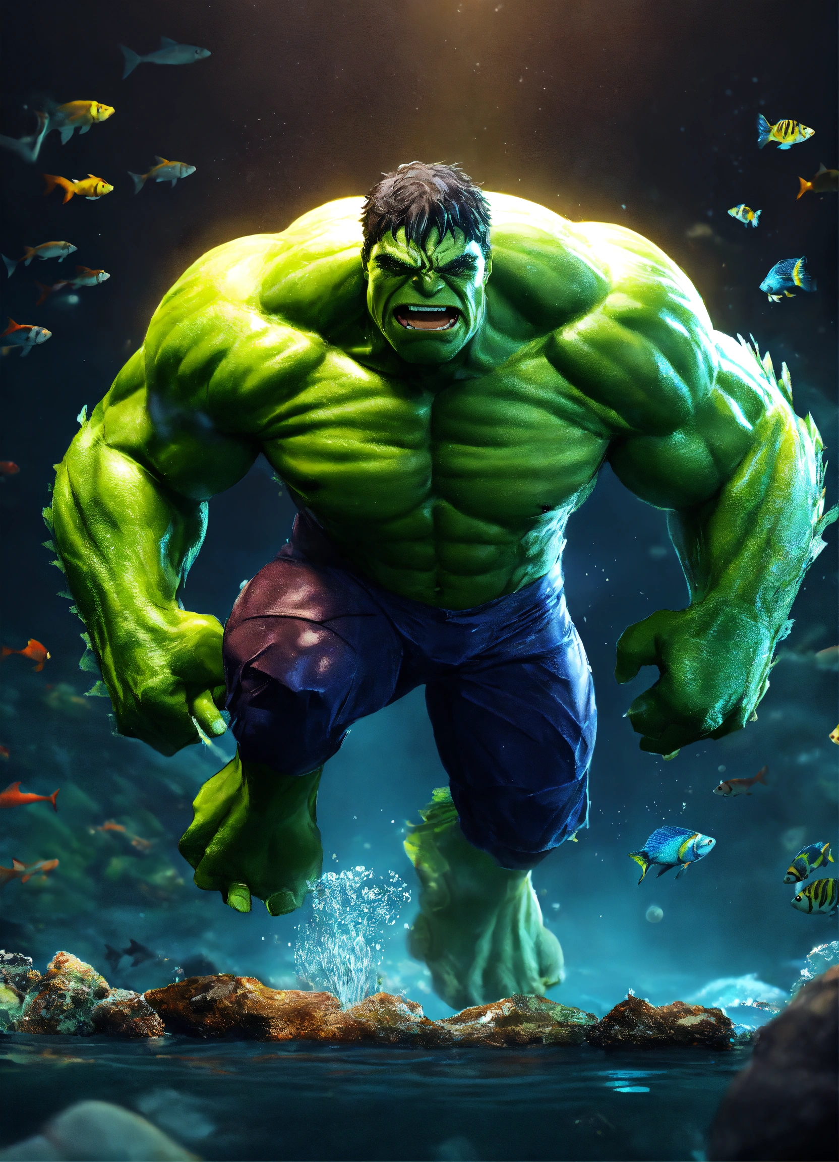 Lexica - Hulk as fish ,4k