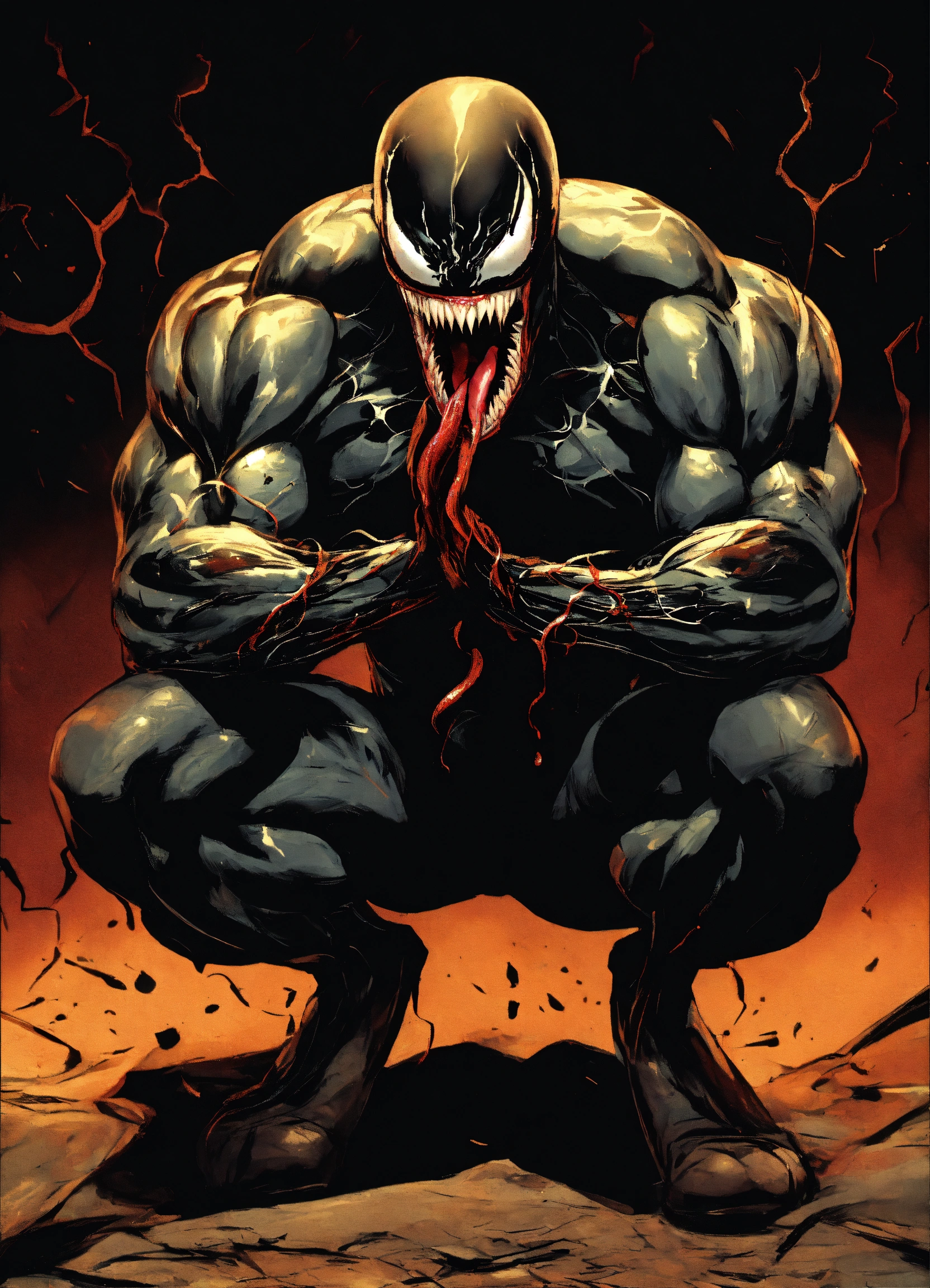 Lexica - Image of Venom on his knees, covering his ears with his hands ...