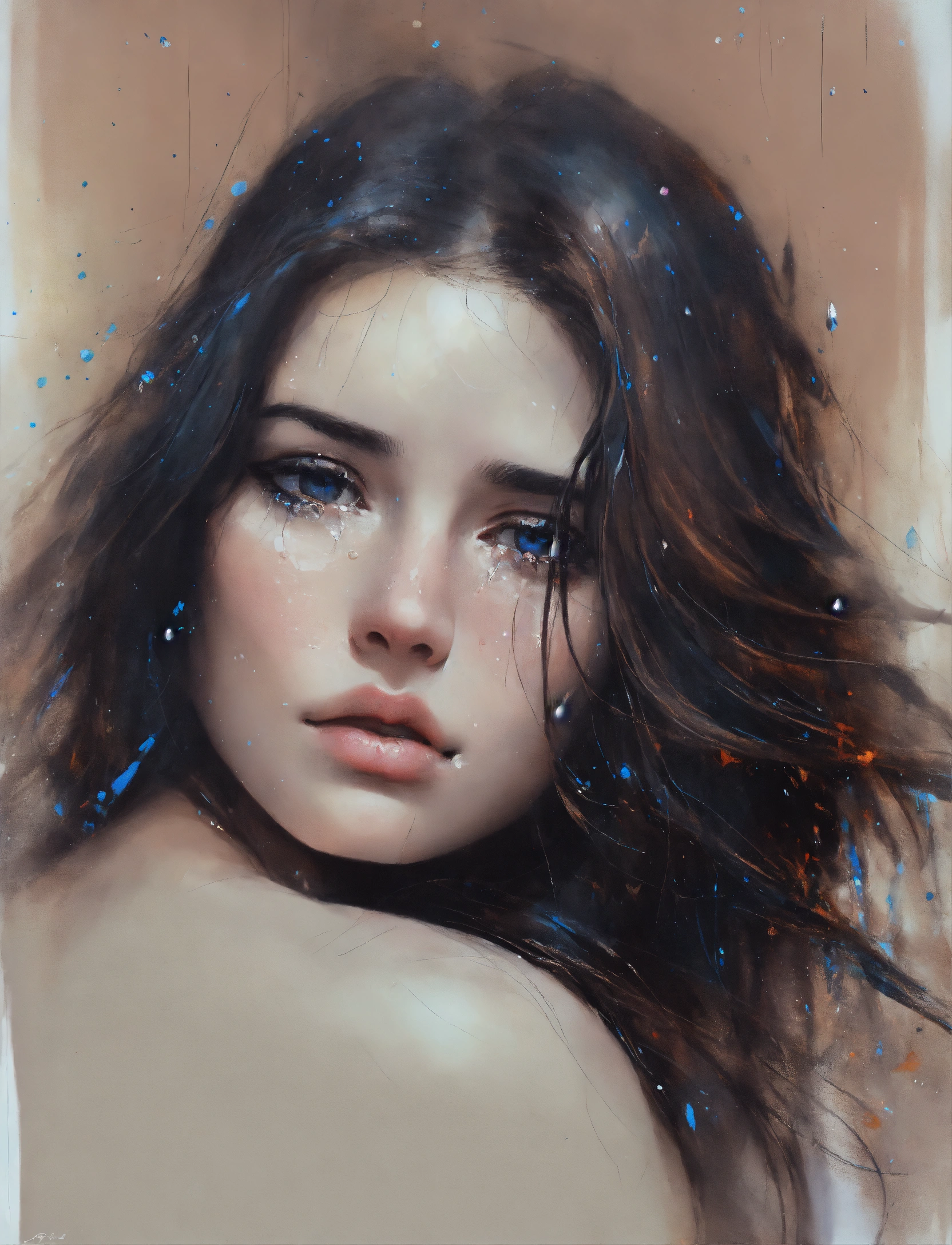 Lexica - Finding cosmic purpose of life, sad beautiful side face young ...