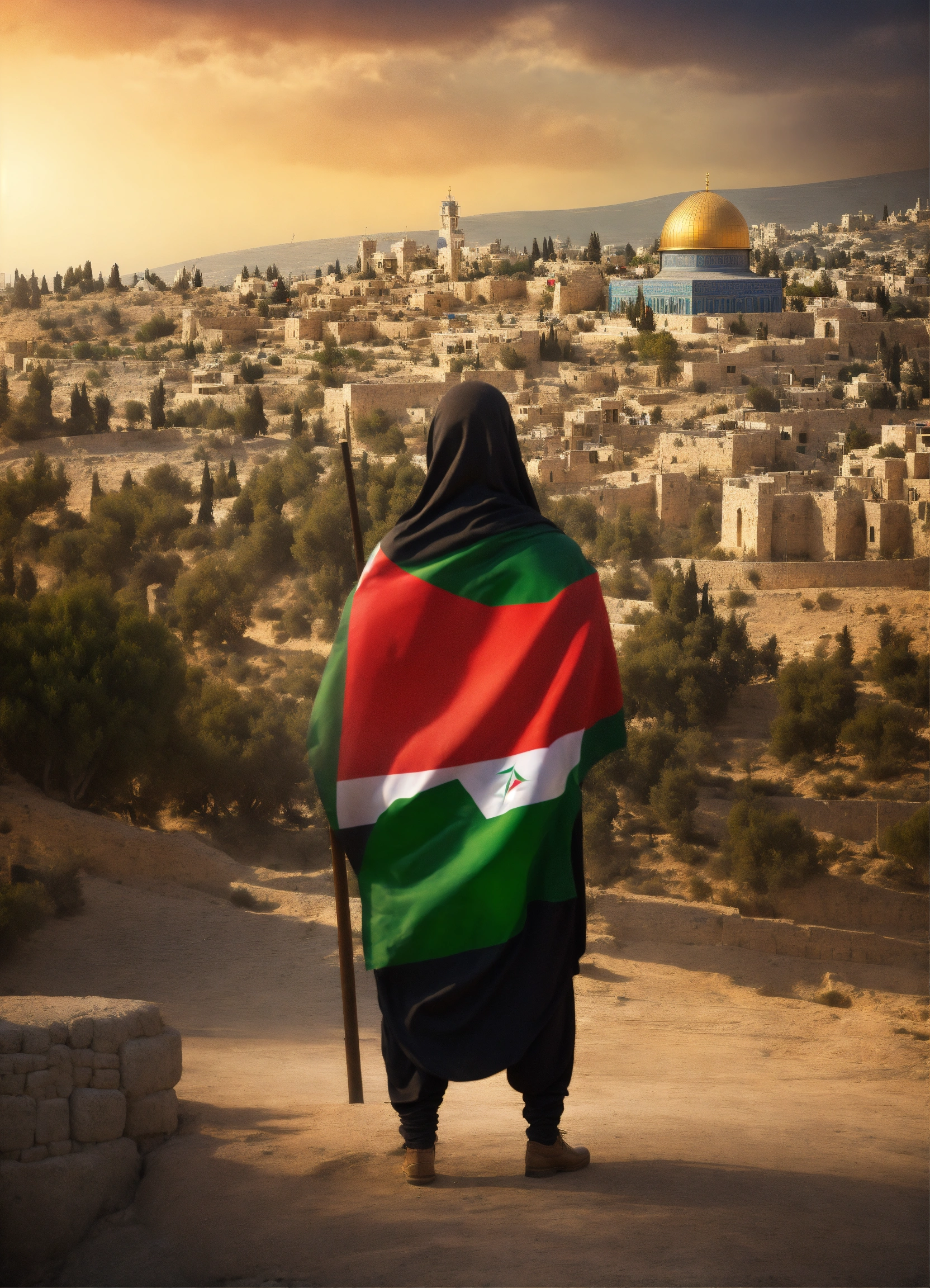 Lexica - Epic,palestinian,4k,full body,jerusalem,holyland background ...