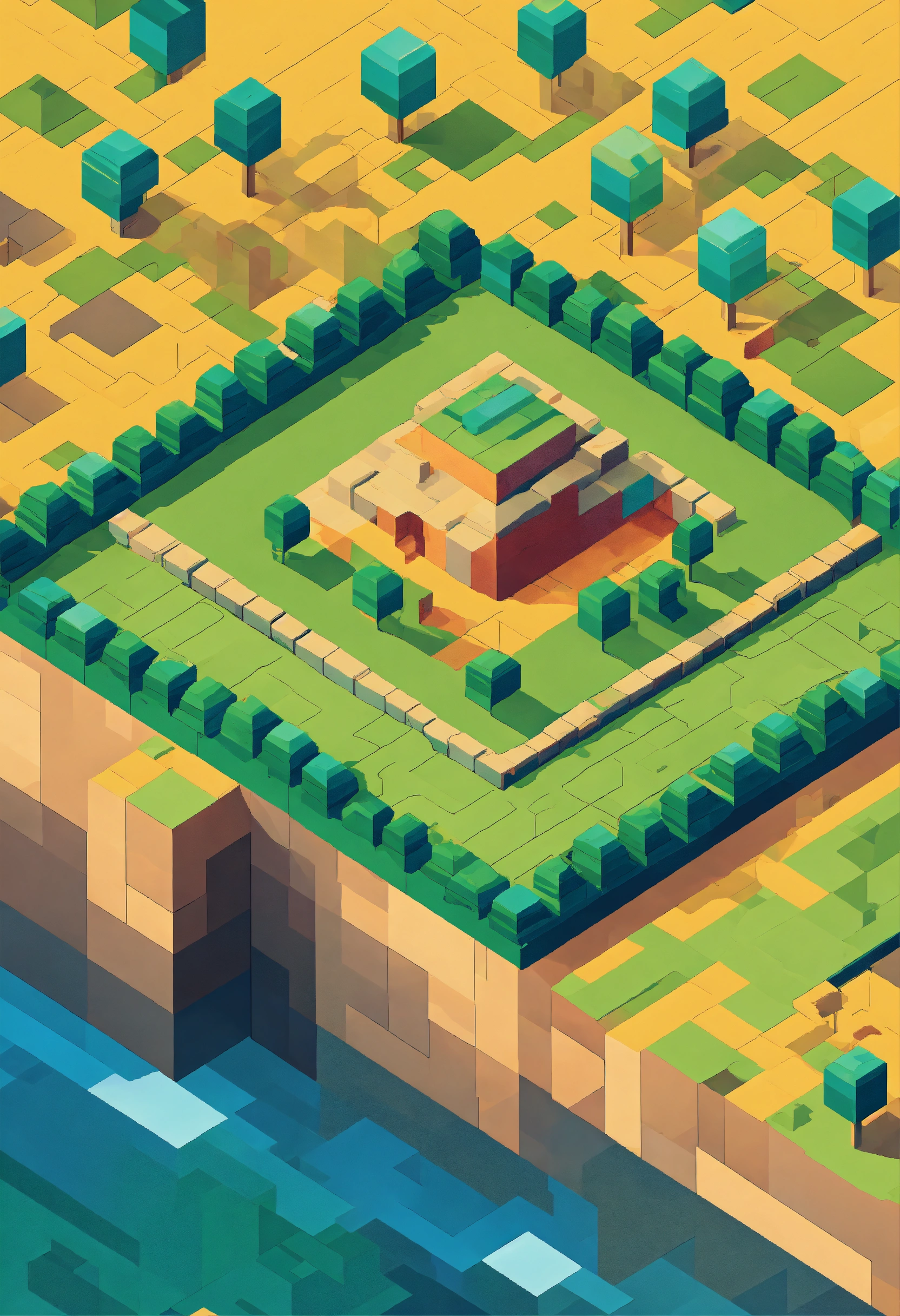 Lexica - Simple blocky pixel 2d isometric flat empty plain landscape ...