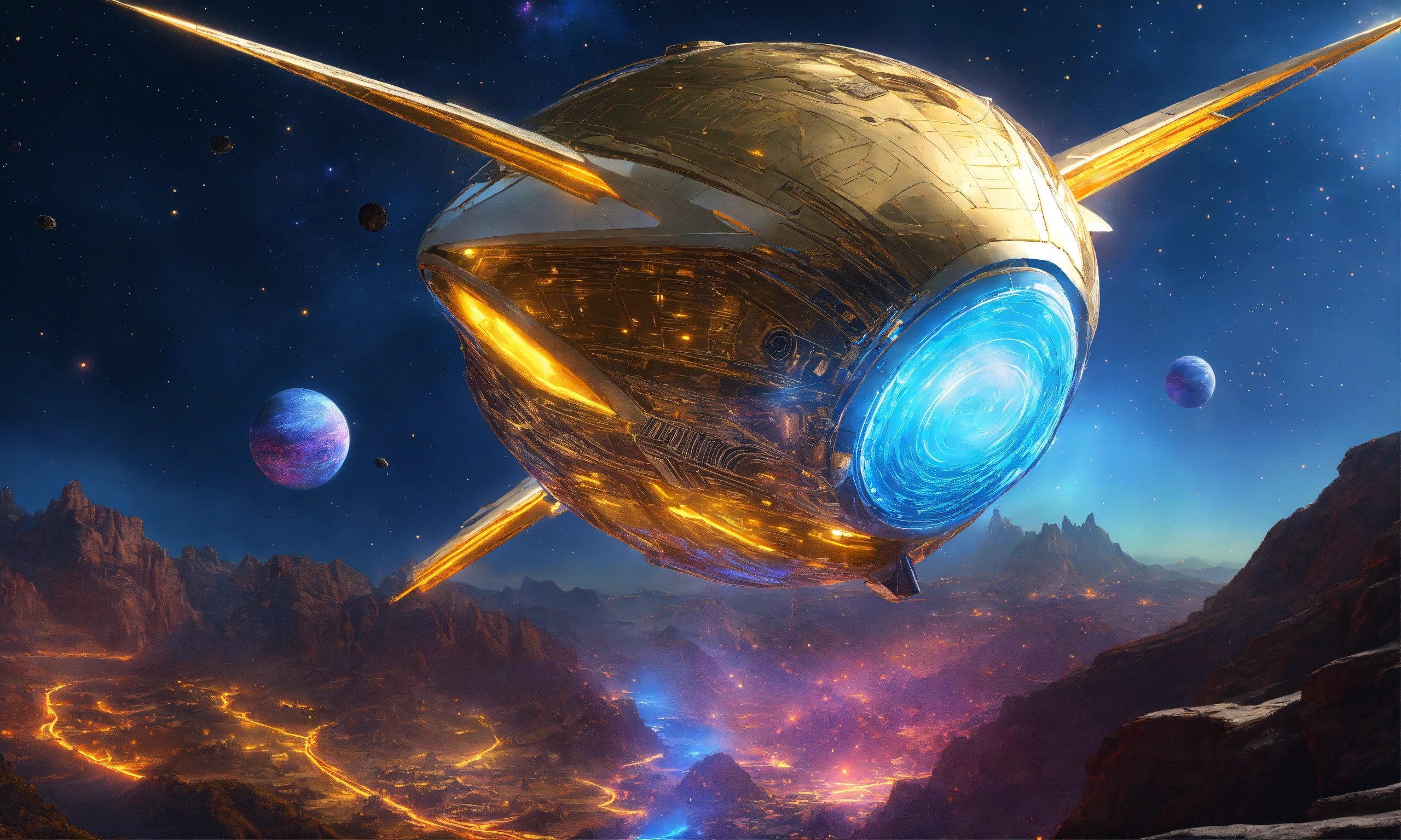 Lexica - Futuristic spaceship,alien design,flying in starry space ...