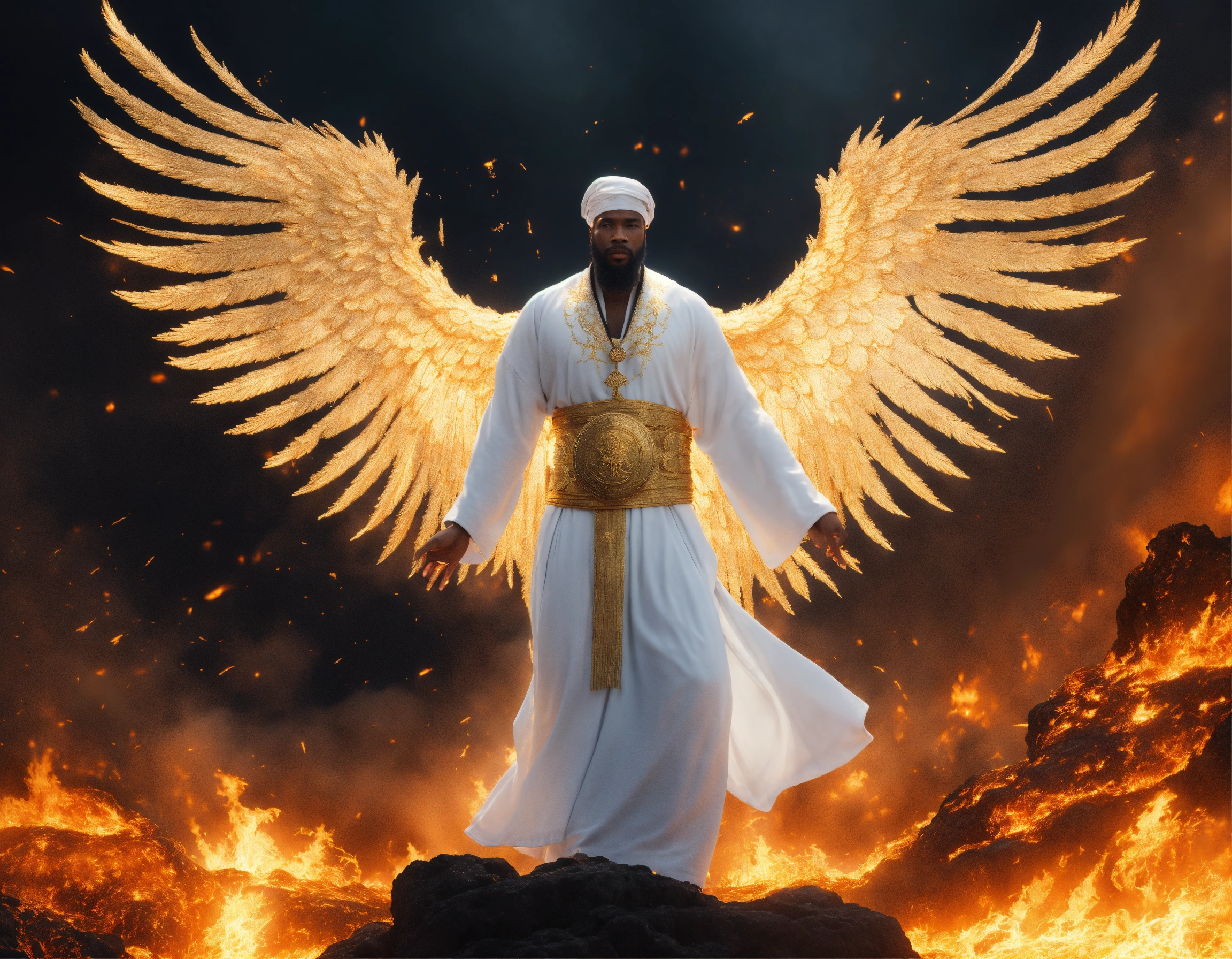 Lexica - Illustrate a view of a handsome black man wearing a long ...