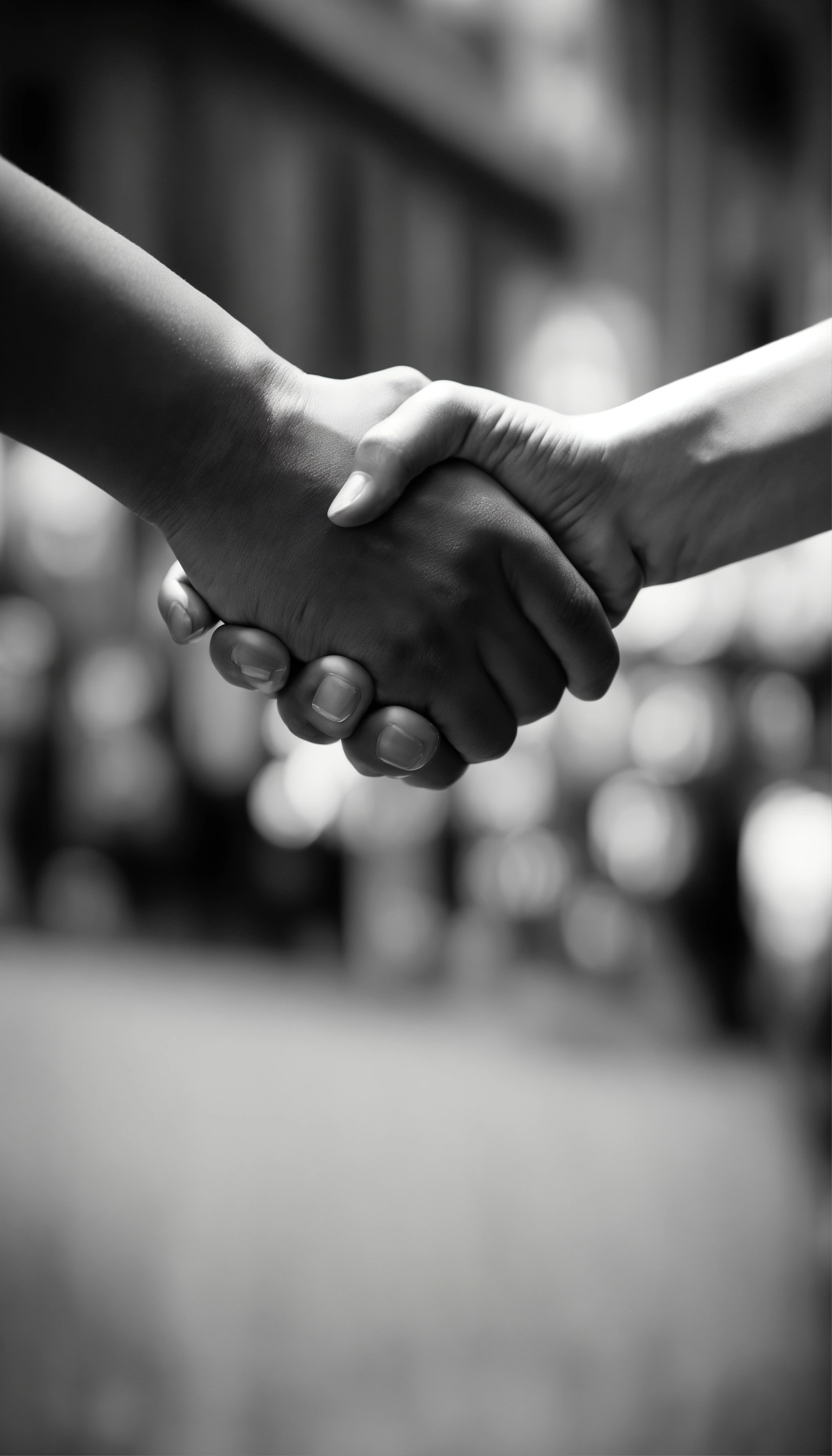 Lexica - Women shaking hands, team-work handshake, B&W, heavy depth of ...