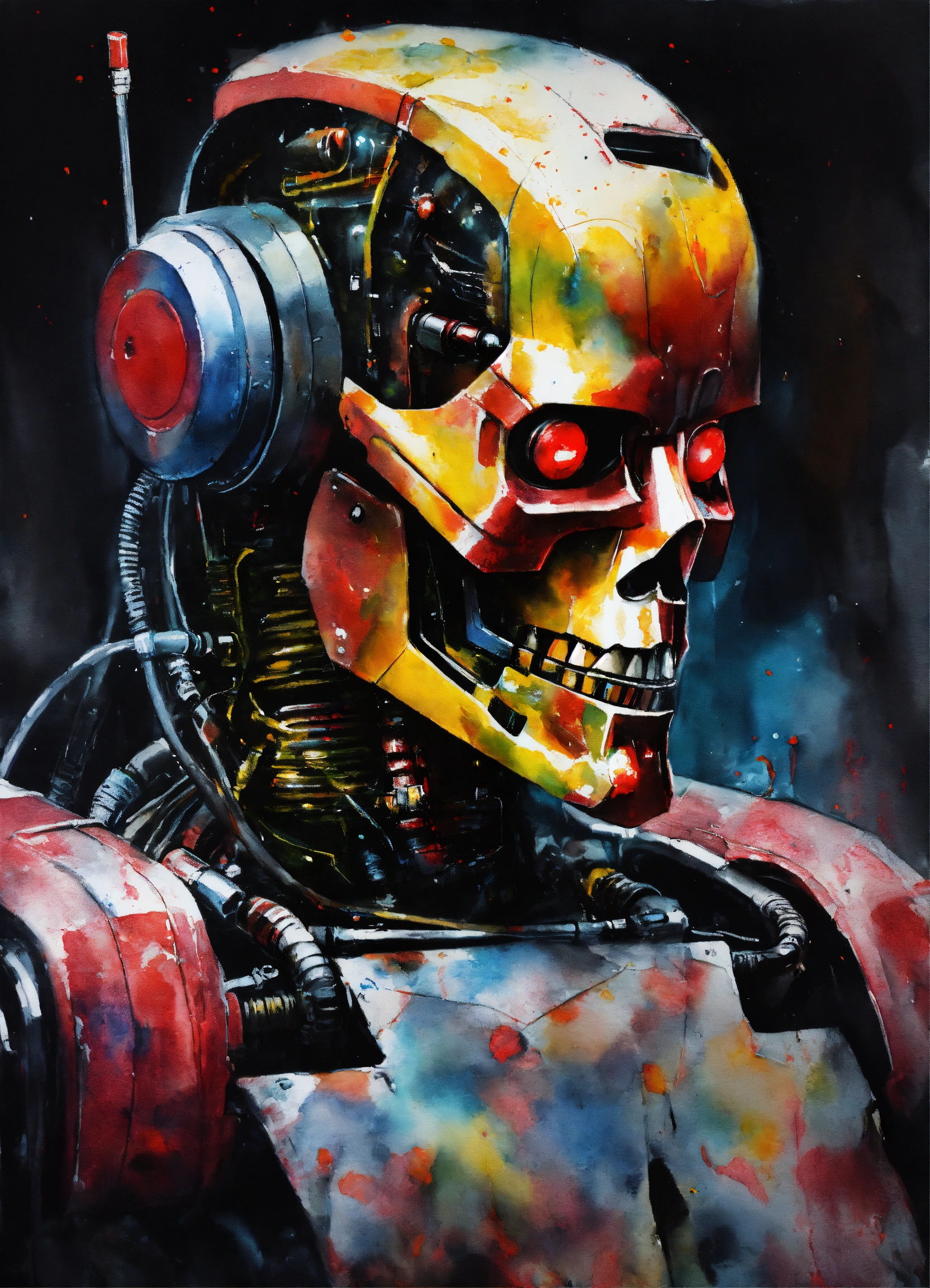 Lexica - Sleeping terminator robot with iPhone mask 3d dirty abstract ...
