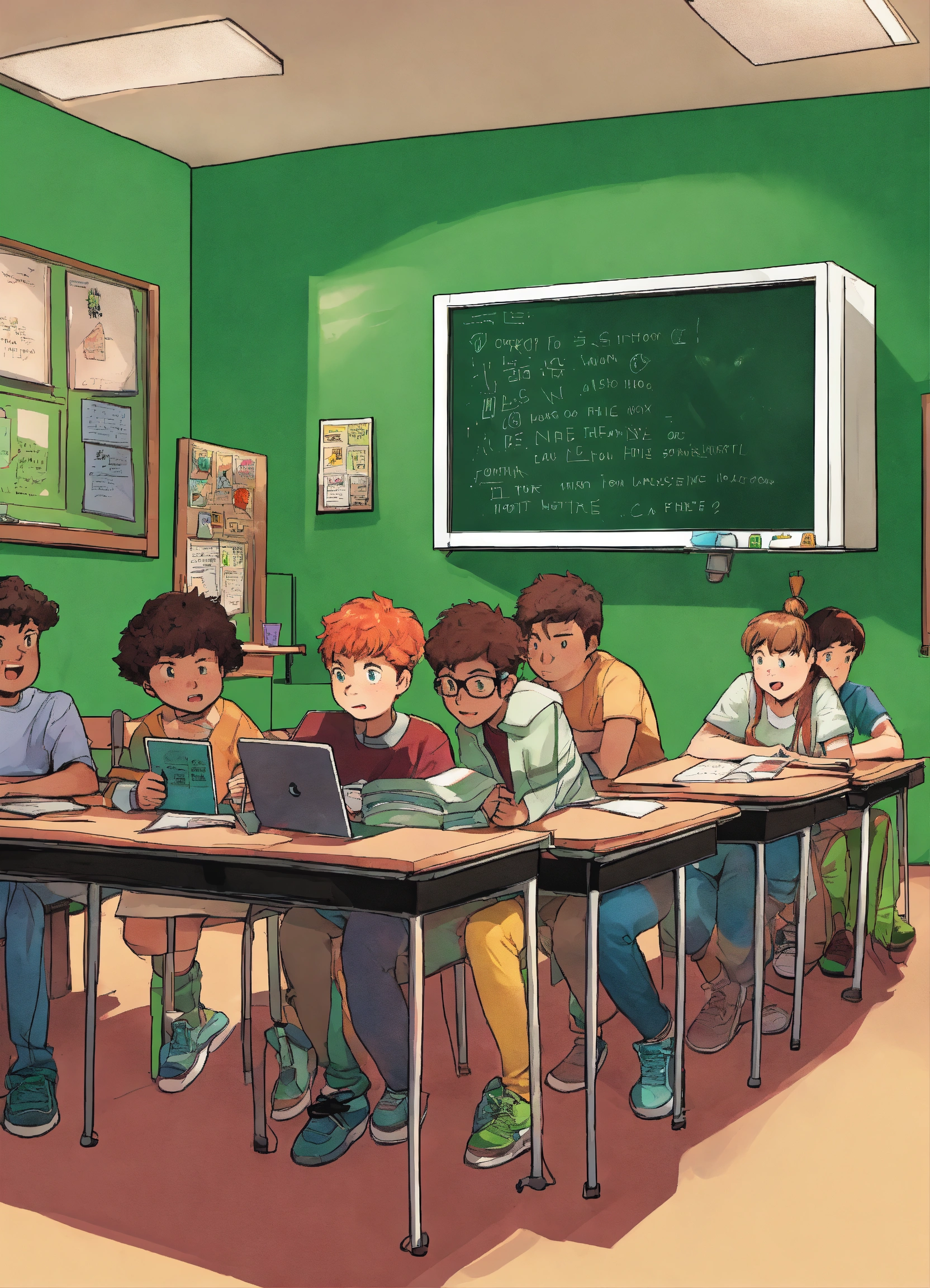 Lexica - Design a comic cartoon poster showcasing a classroom scene ...