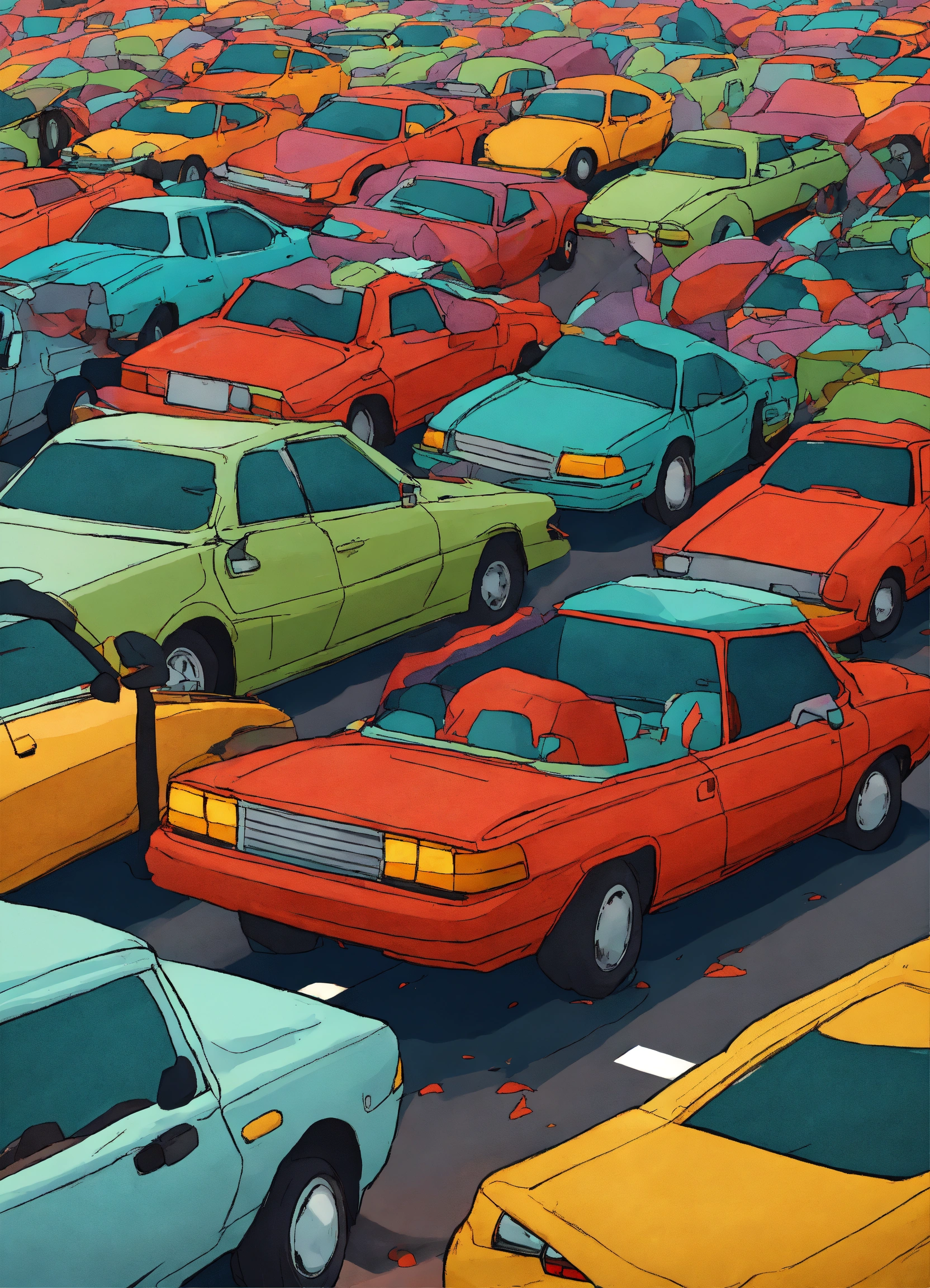 Lexica - Driving a car in gridlock, but the other cars are swerving out ...