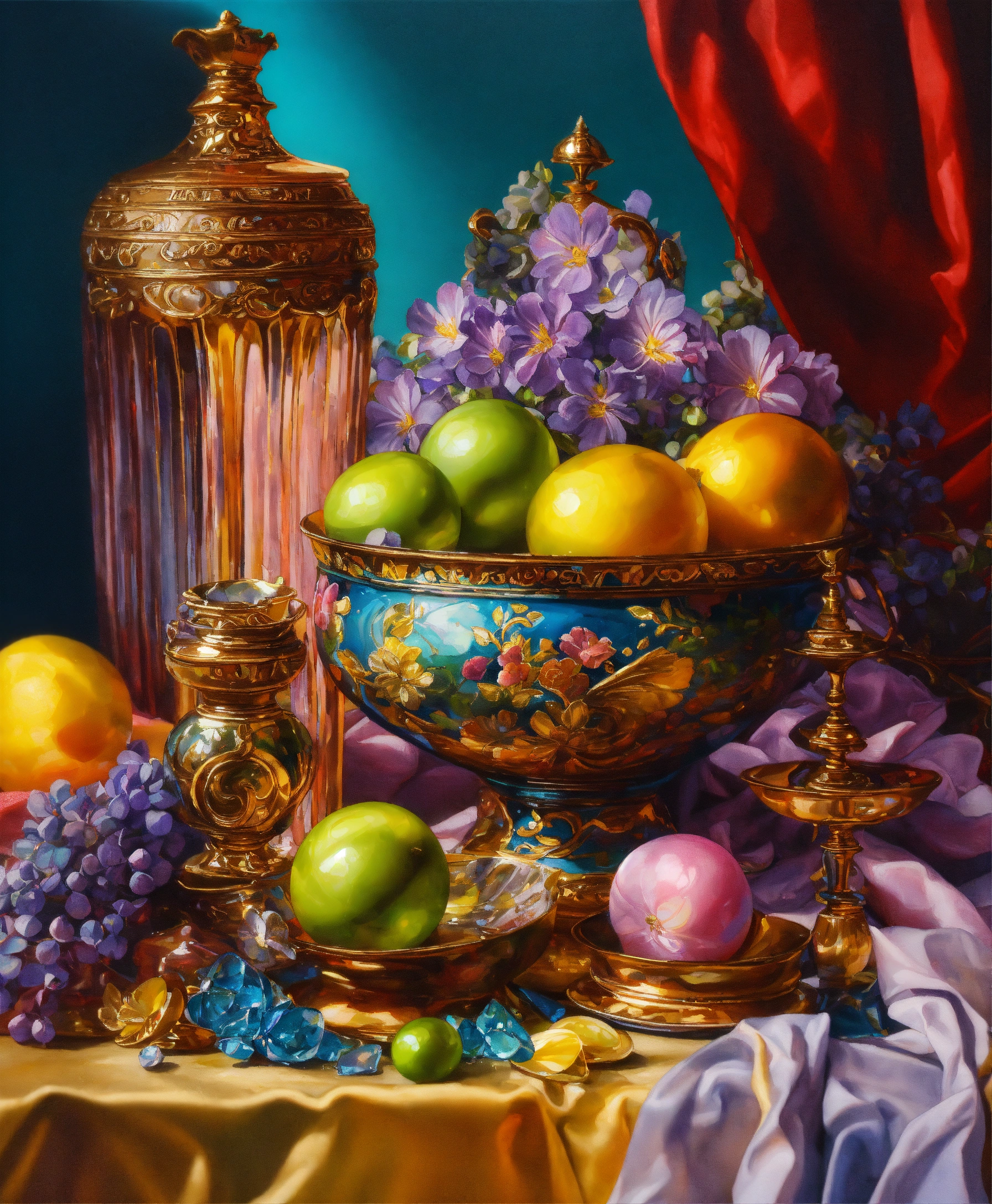Lexica - Colorful still life painting oil and water complex complicated ...