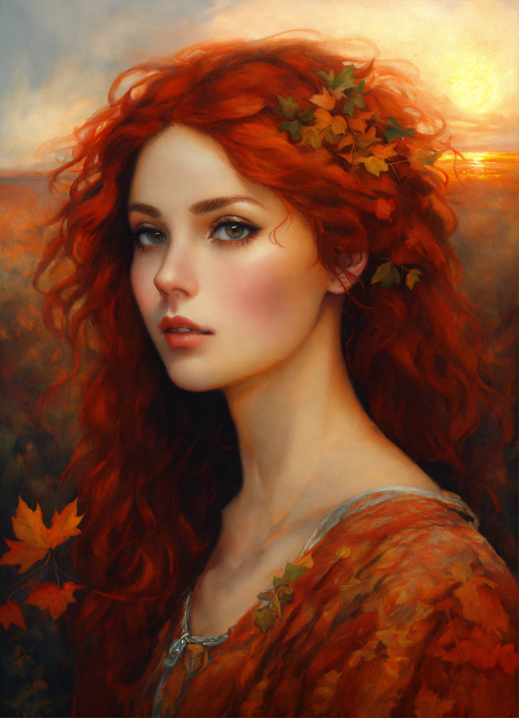 Lexica - Portrait of a pretty girl representing October, full body ...