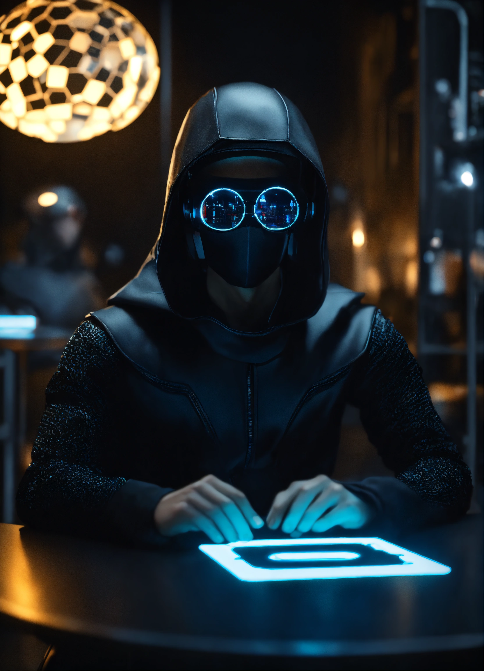 Lexica - Nerdy 25 year old male hacker wearing futuristic black ...