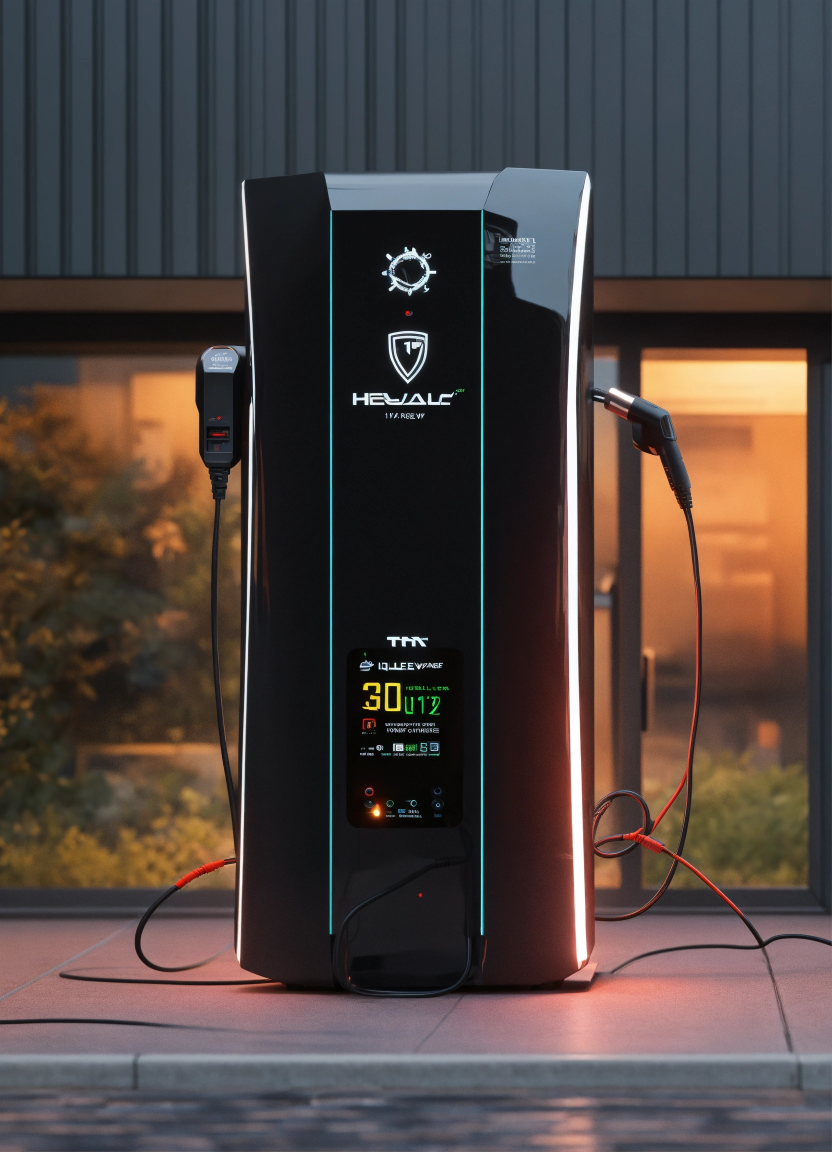 Lexica - Small black Wall mounted portable 11kW EV charger, hi gloss ...