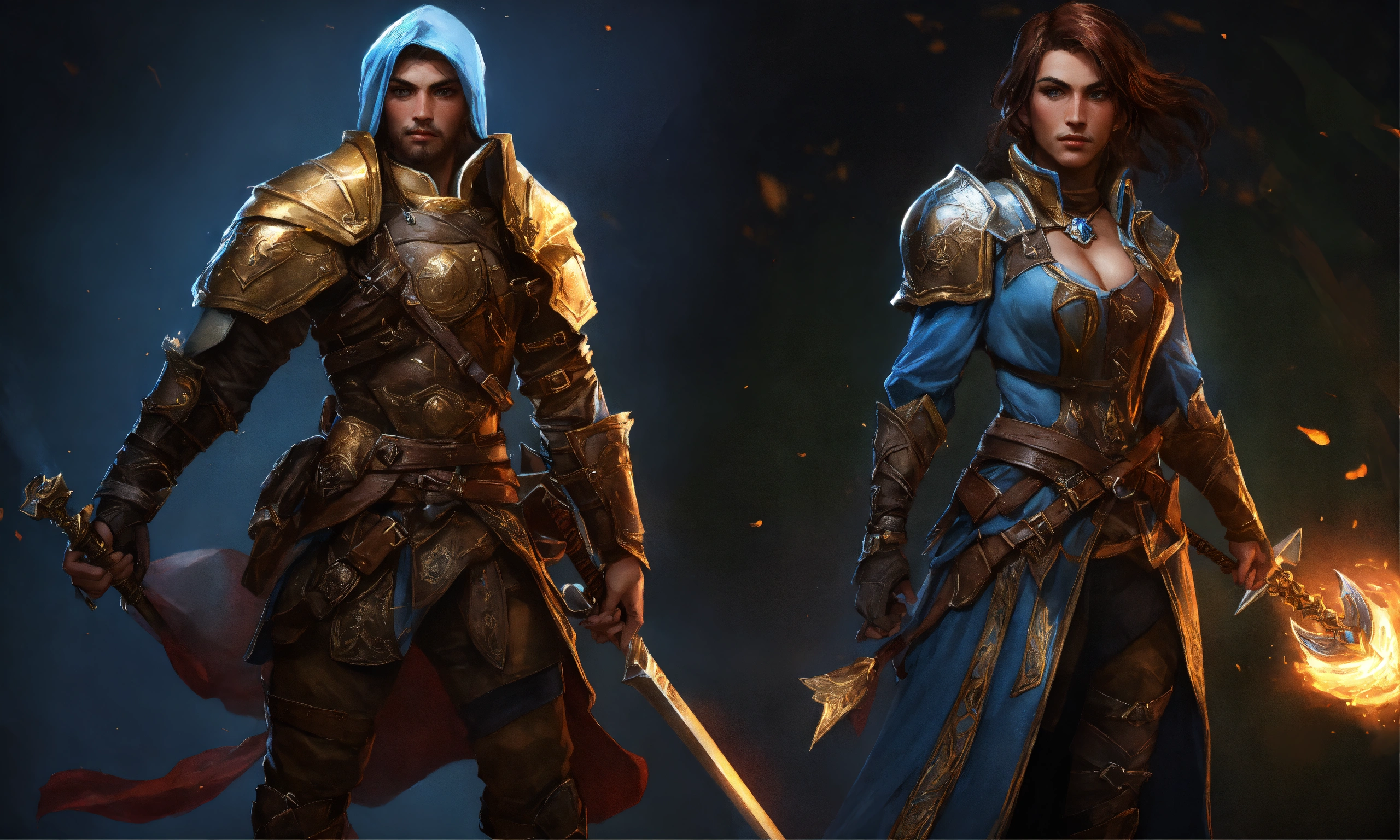 Lexica - Realistic warrior + mage + rogue + cleric, fantasy, mighty ...