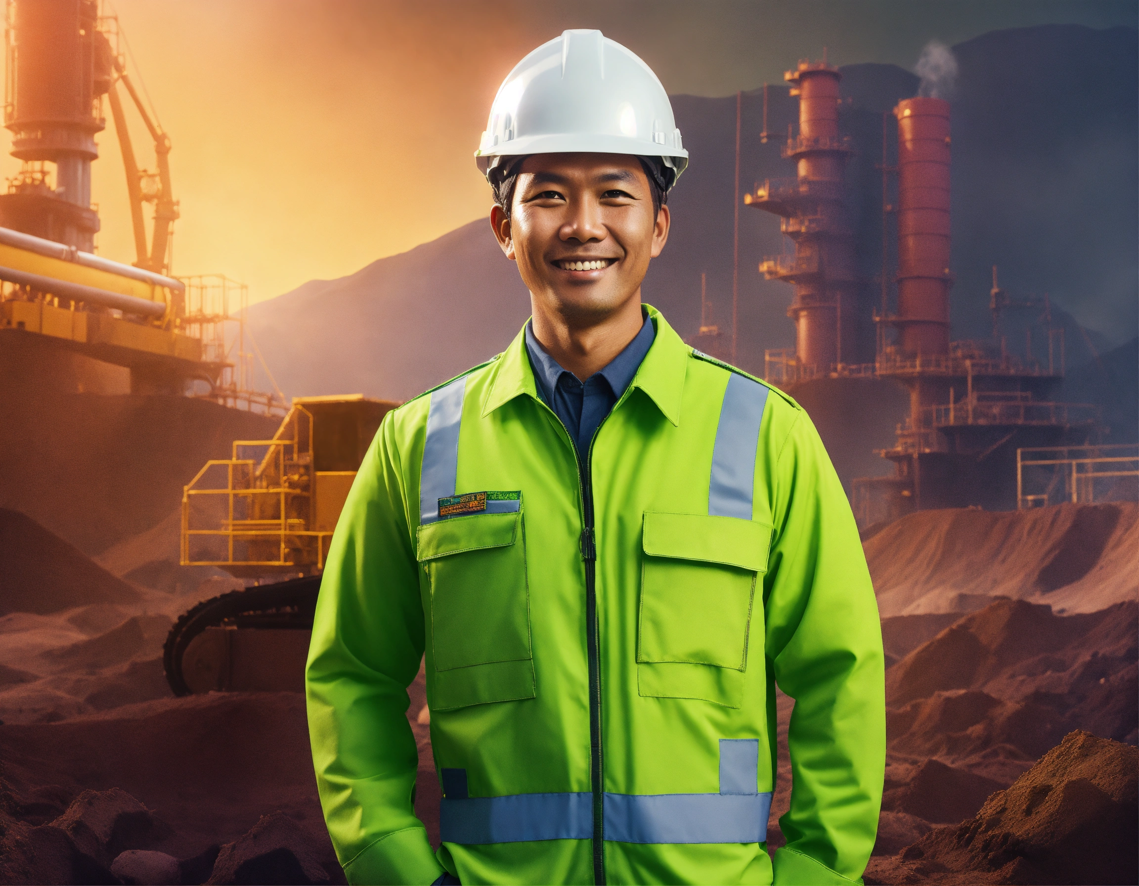 Lexica - Technical officer wearing engineering uniform, security helmet ...