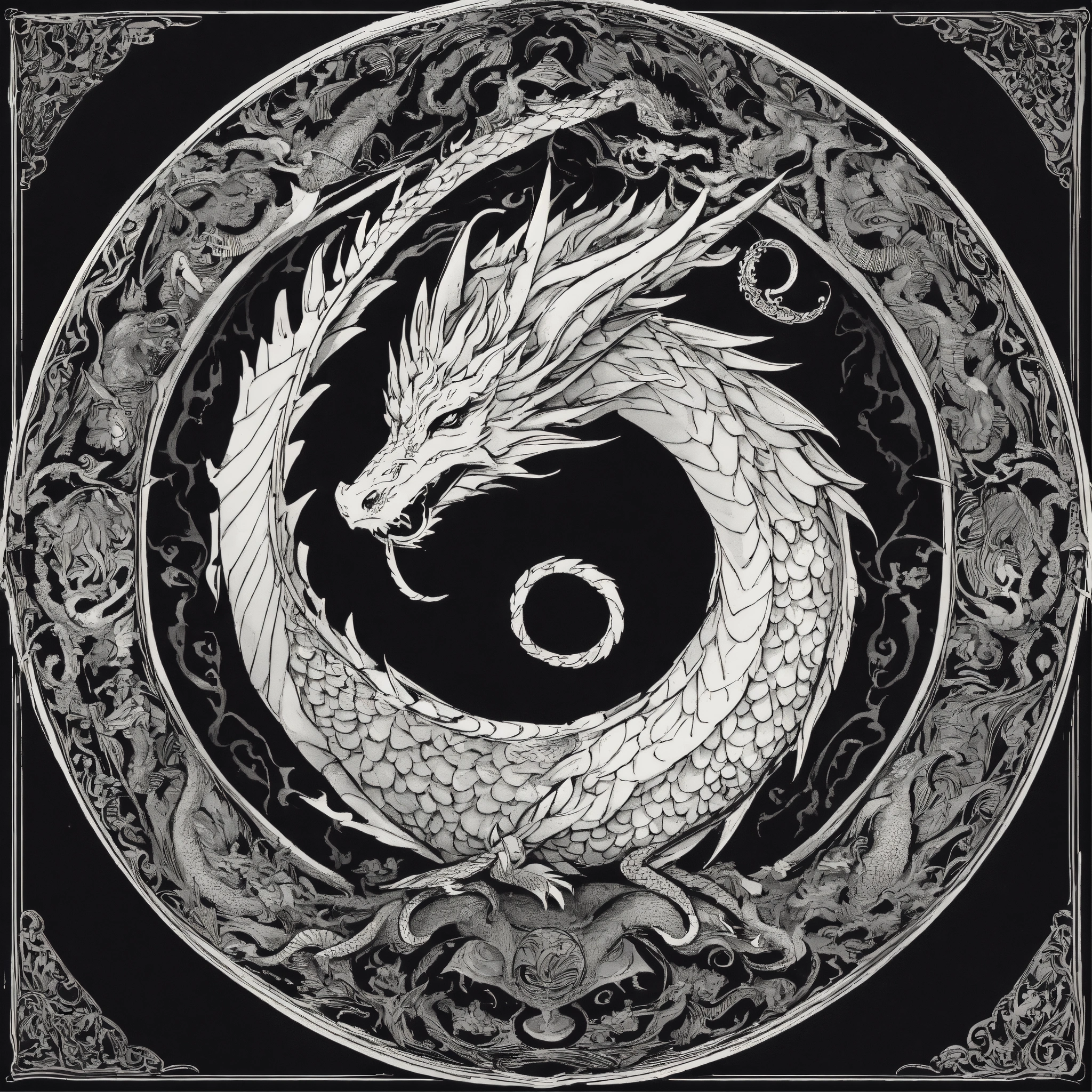 Lexica - Minimalistic dragon biting itself in the form of a ring by the ...