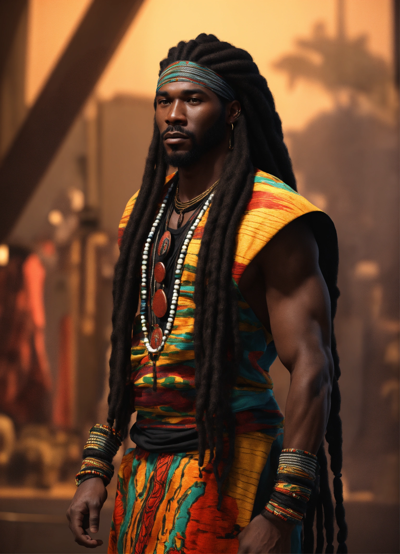 Lexica - 3d render of a Black man with long flowing dreadlocks, 6'5 ...