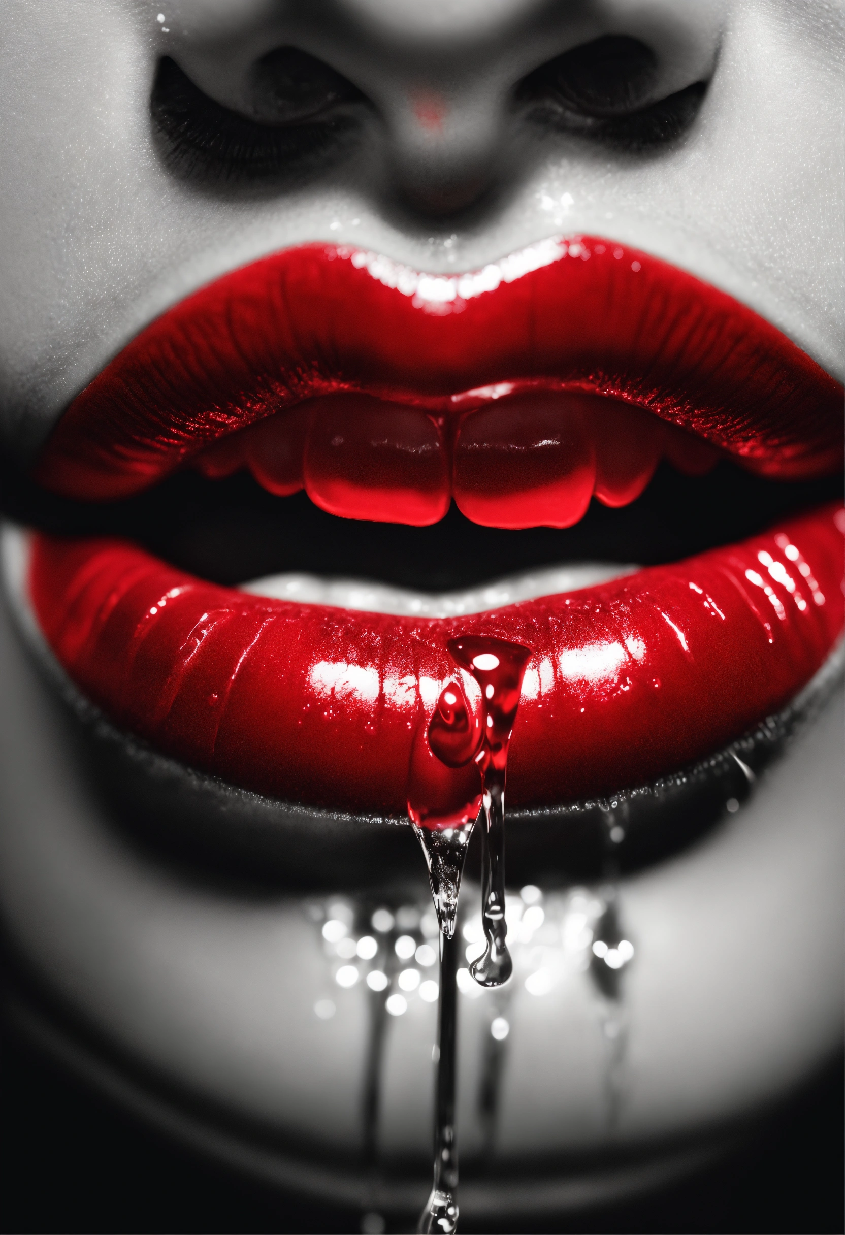 Lexica - Photorealistic, black and white, extreme close up, lips ...