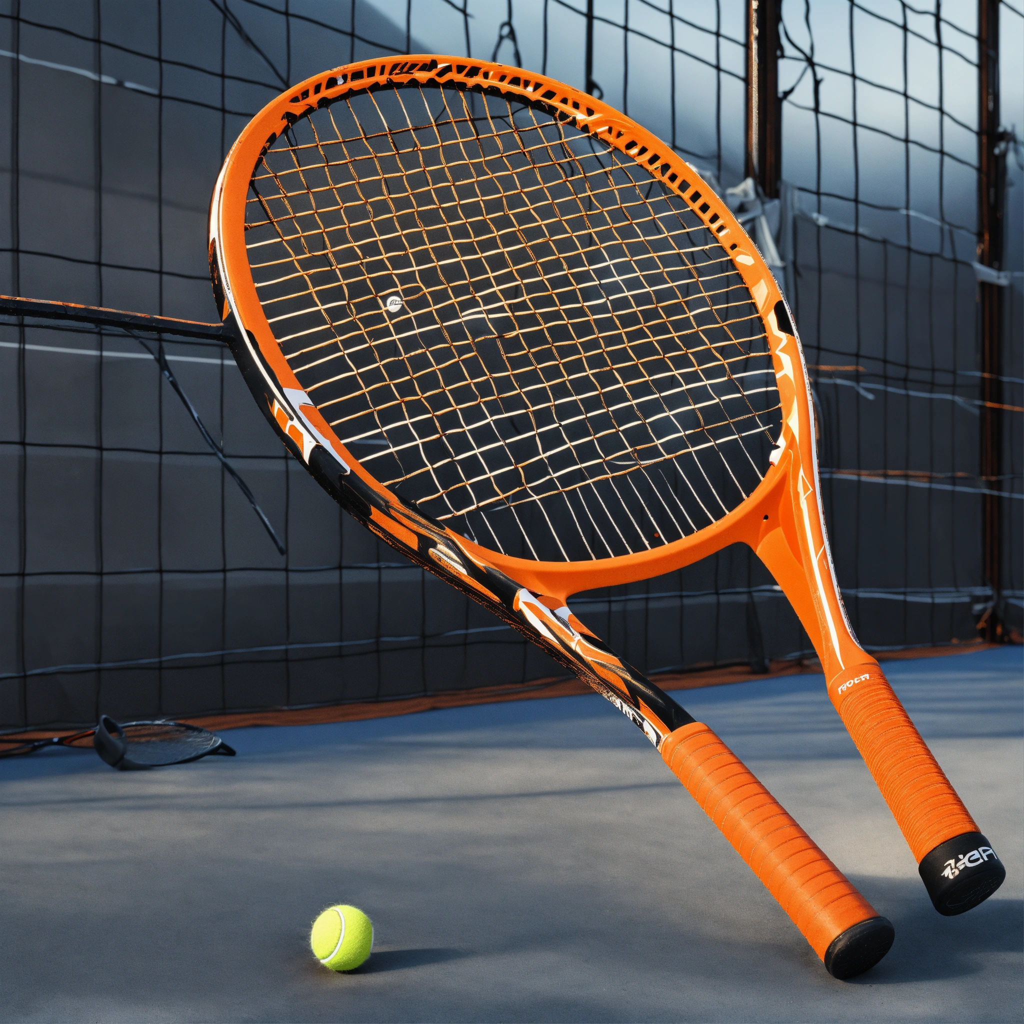 Lexica - Orange broken futuristic tennis racket
