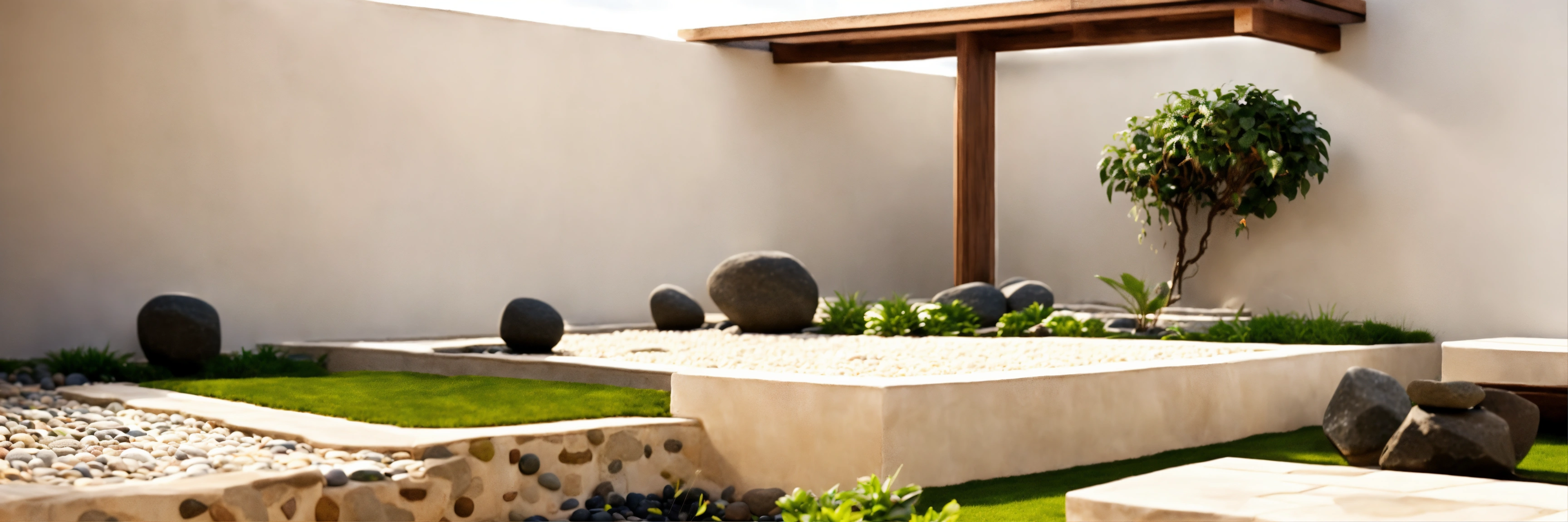 Lexica - A square courtyard with a long white wall that is A beautiful ...