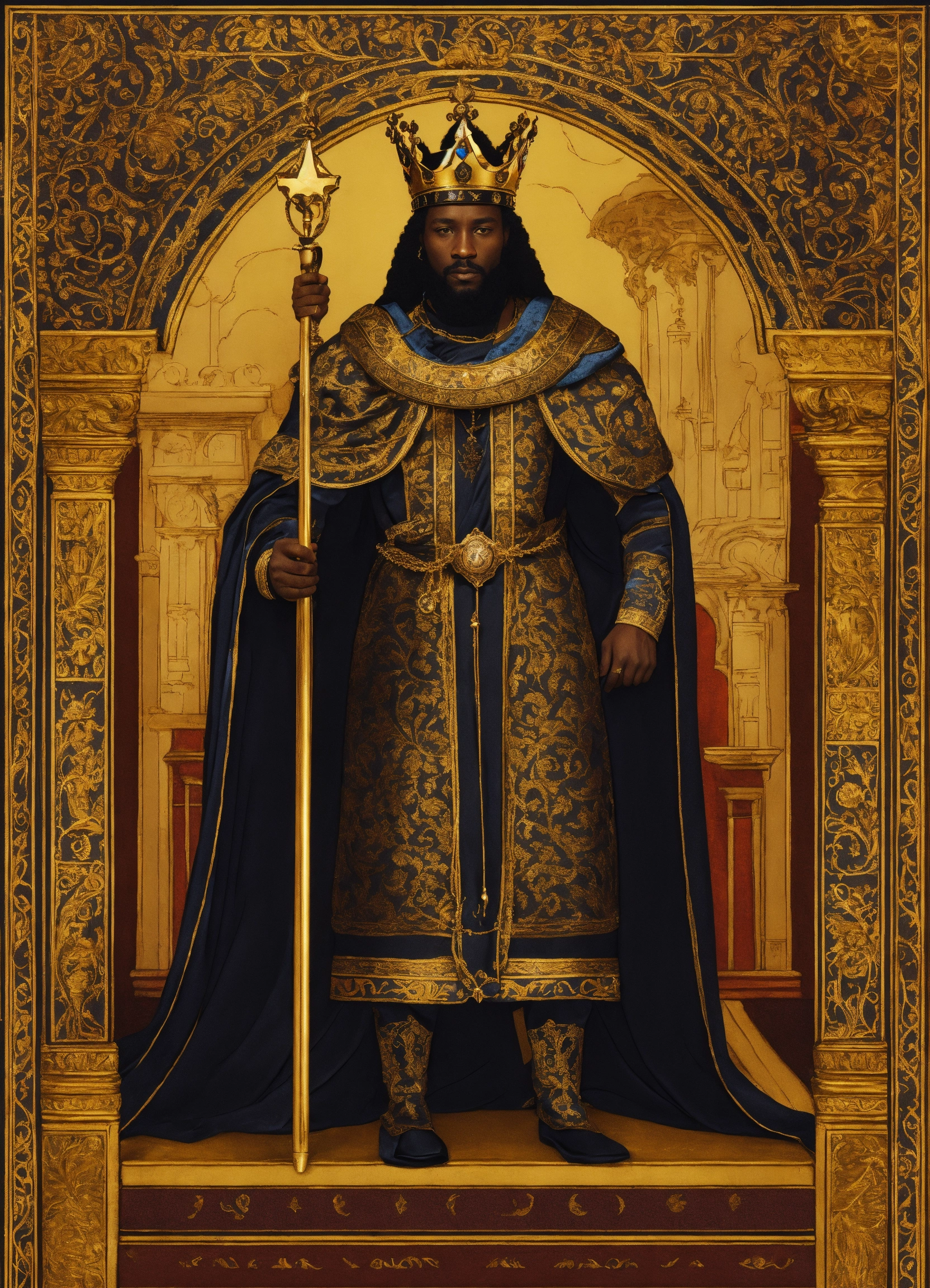 Lexica - A black king with crown and staff
