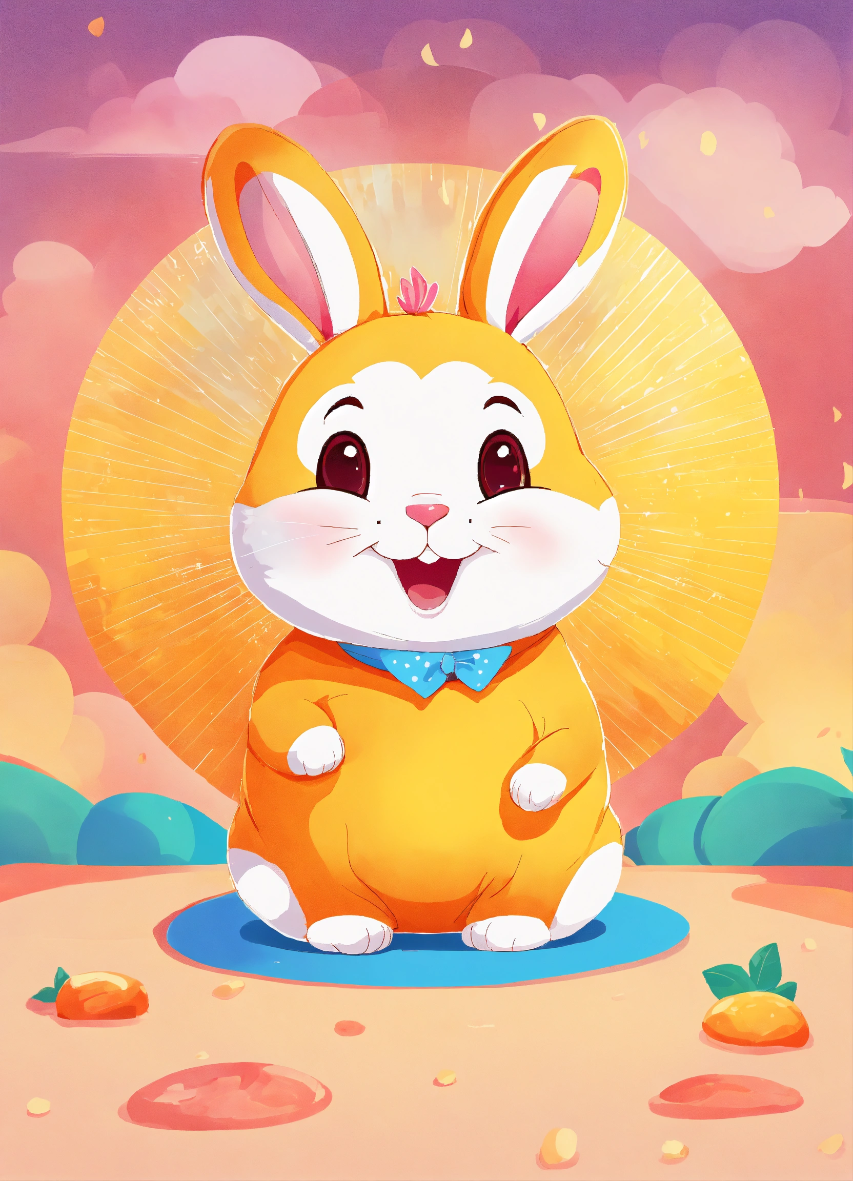 Lexica - Create an image of a cheerful and adorable bunny named Sun ...