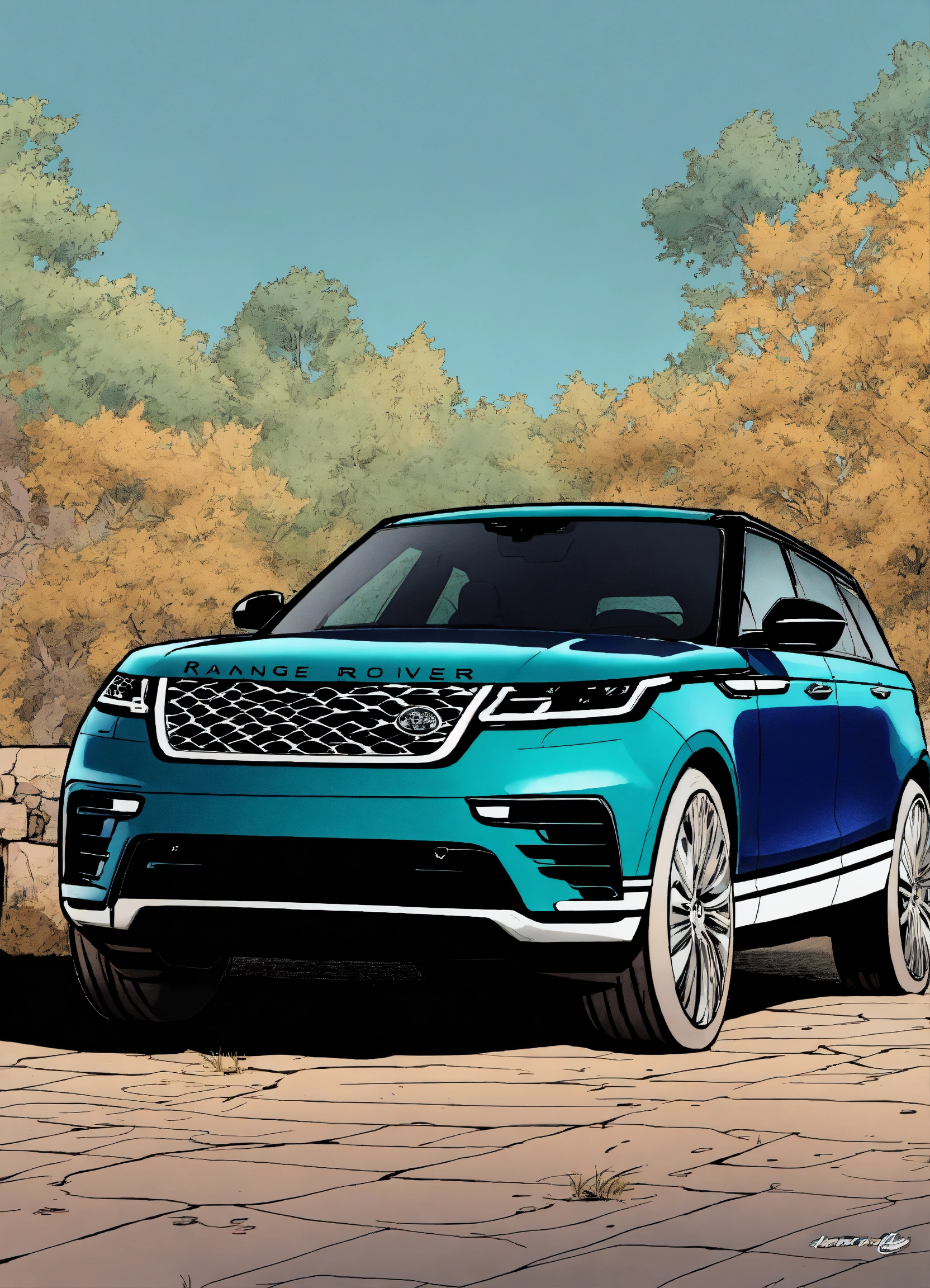 Lexica - Detailed pen and ink illustration of Range Rover Velar 2022 ...