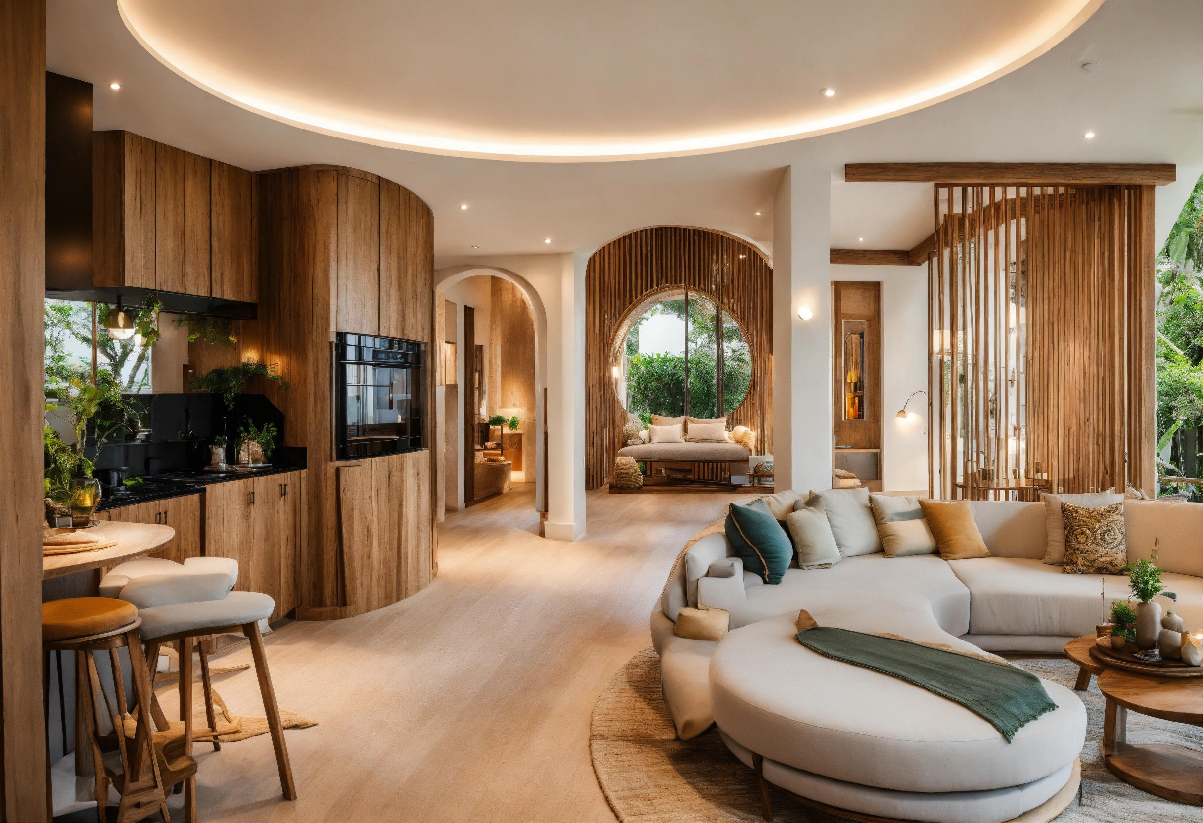 Lexica - Modern take on upscale bali inspired small apartment white ...