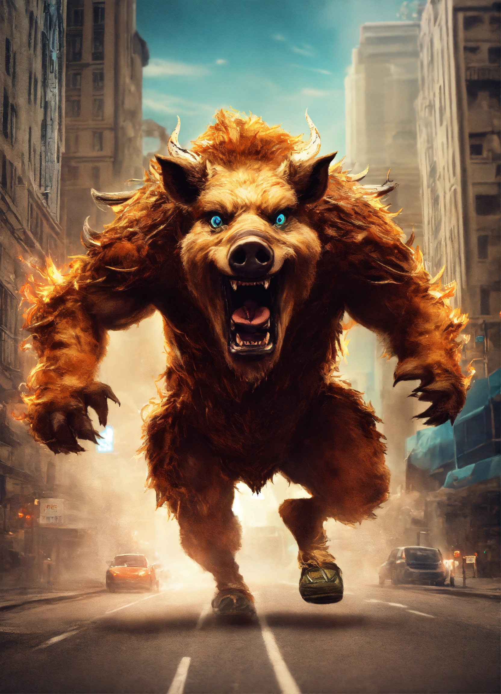 Lexica - Humoristic monster&cie body mixed with wild boar head running ...