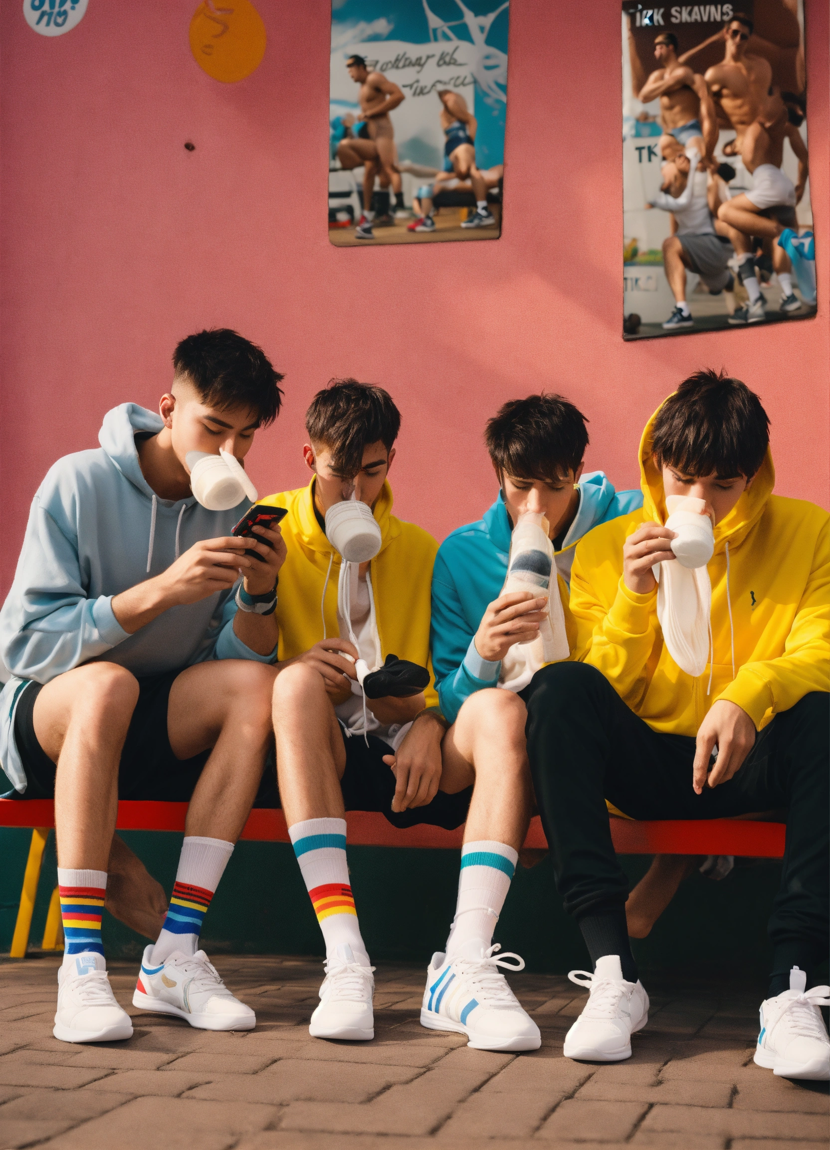 Lexica - Group of Skinny Guys smelling sneakers tik tok jocks, gay ...
