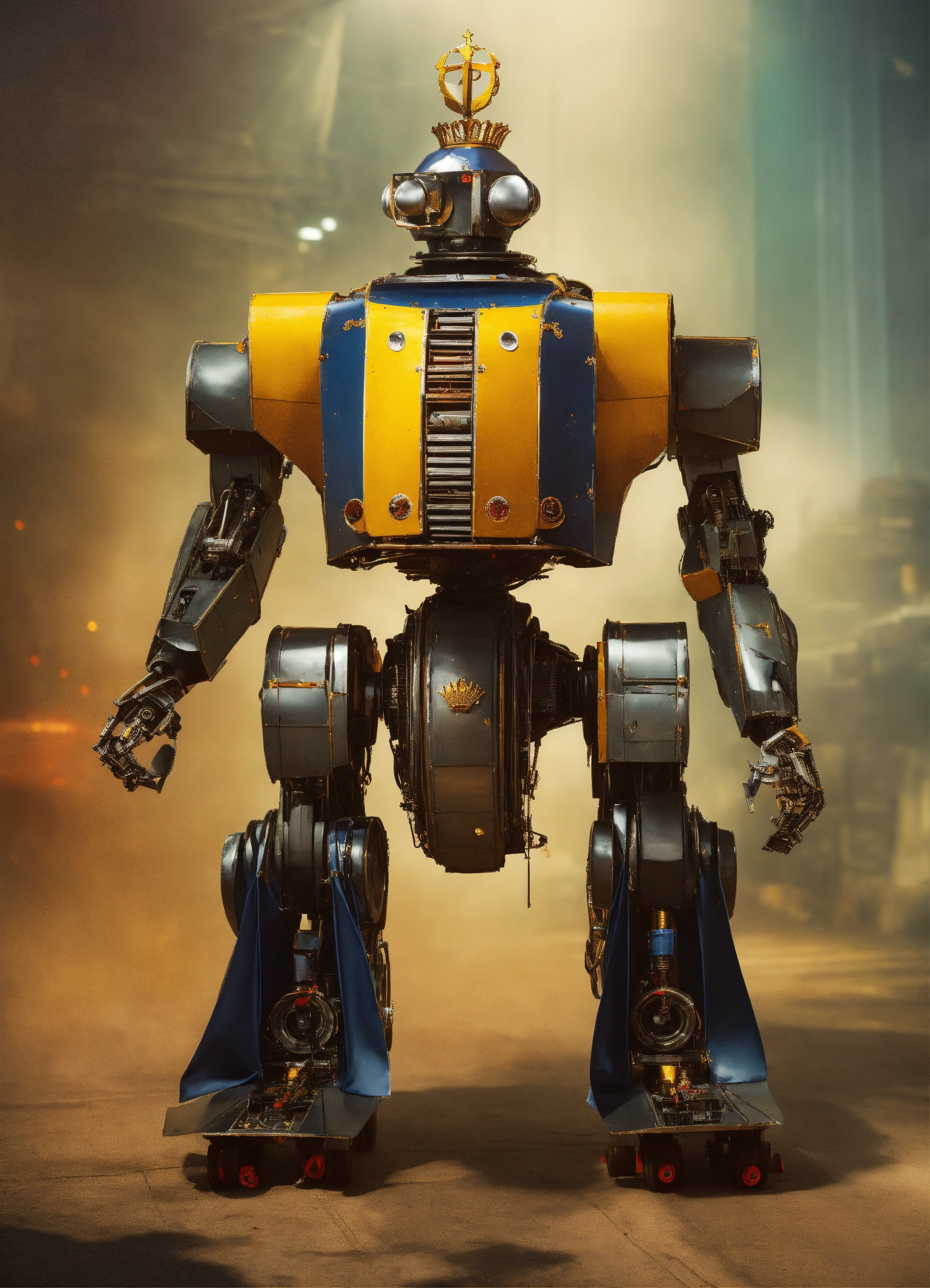 Lexica - Robot wars robot. Very tall and thin. Tiny wheels. Silk cape ...