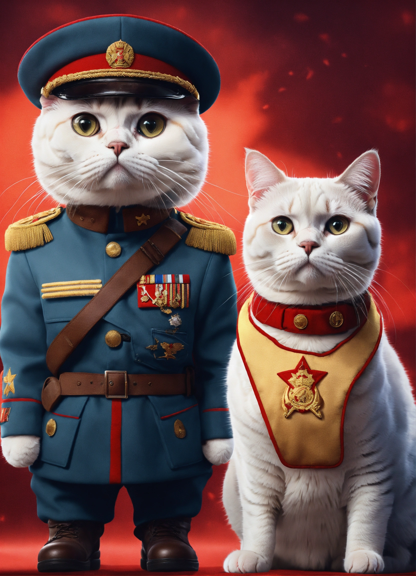 Lexica - A white british shorthair cat wearing world war 2 soviet ...