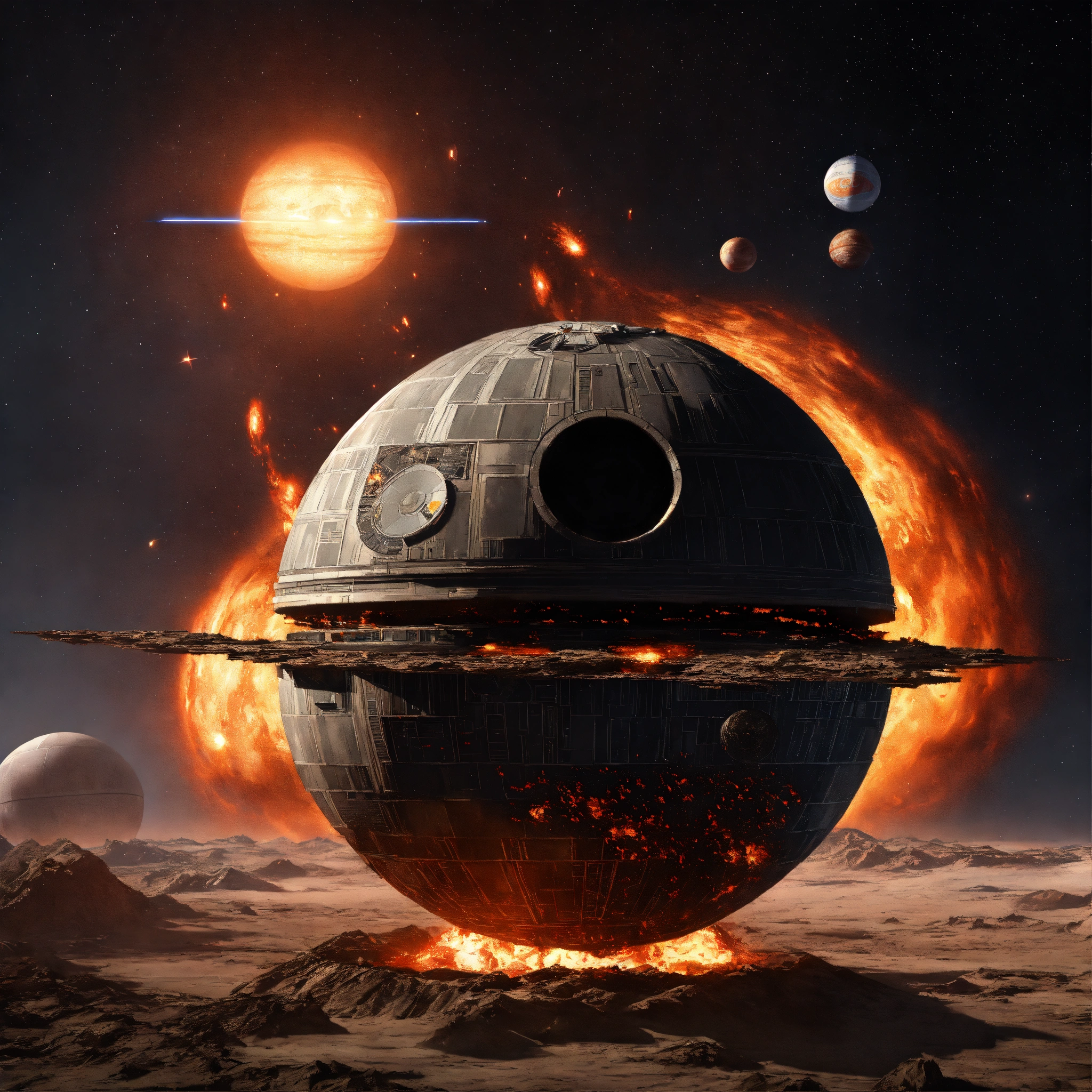 Lexica - Star Wars death star destroying Jupiter, 8k